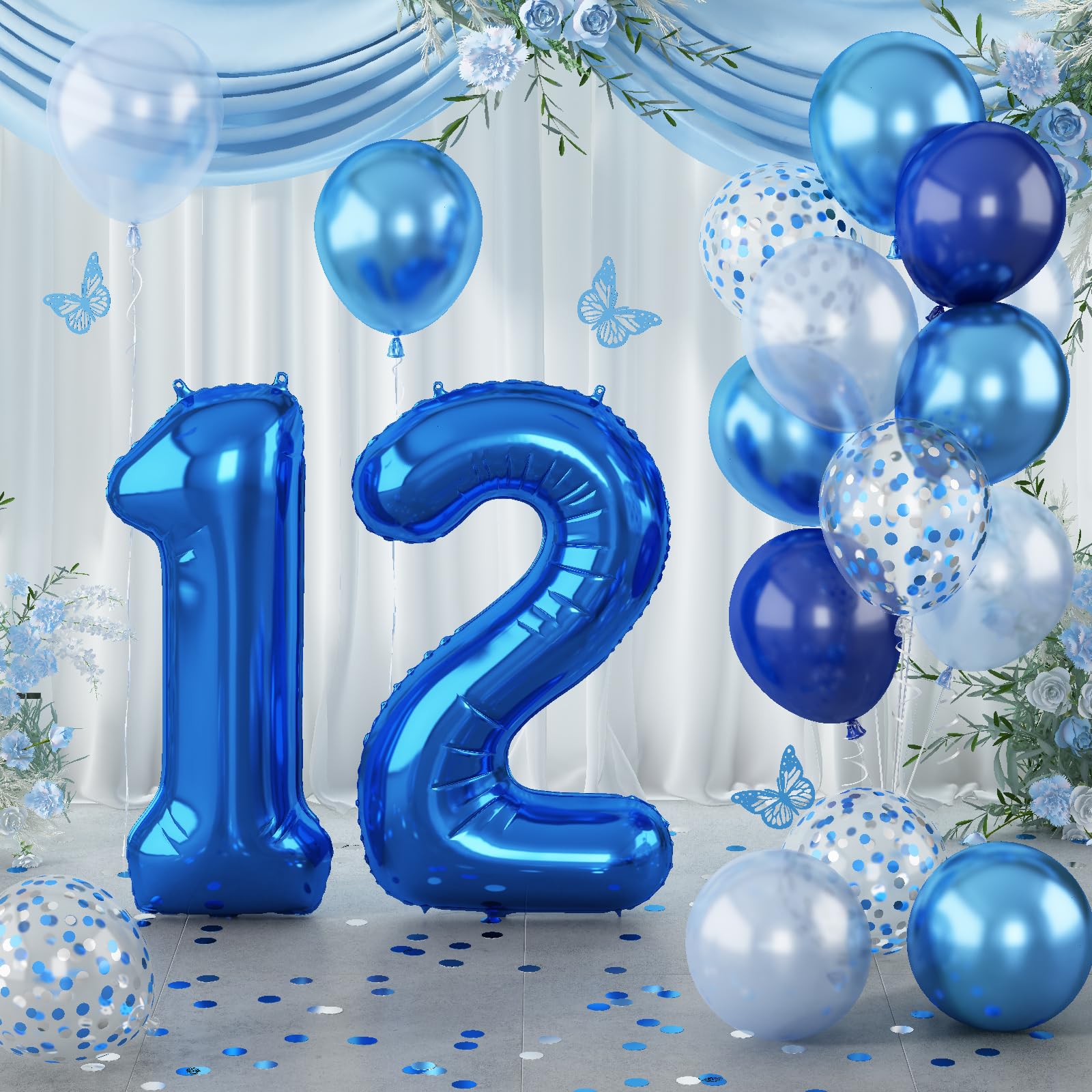 Amazon.com: Navy Blue 12th Birthday Balloon, Giant Self Inflating ...