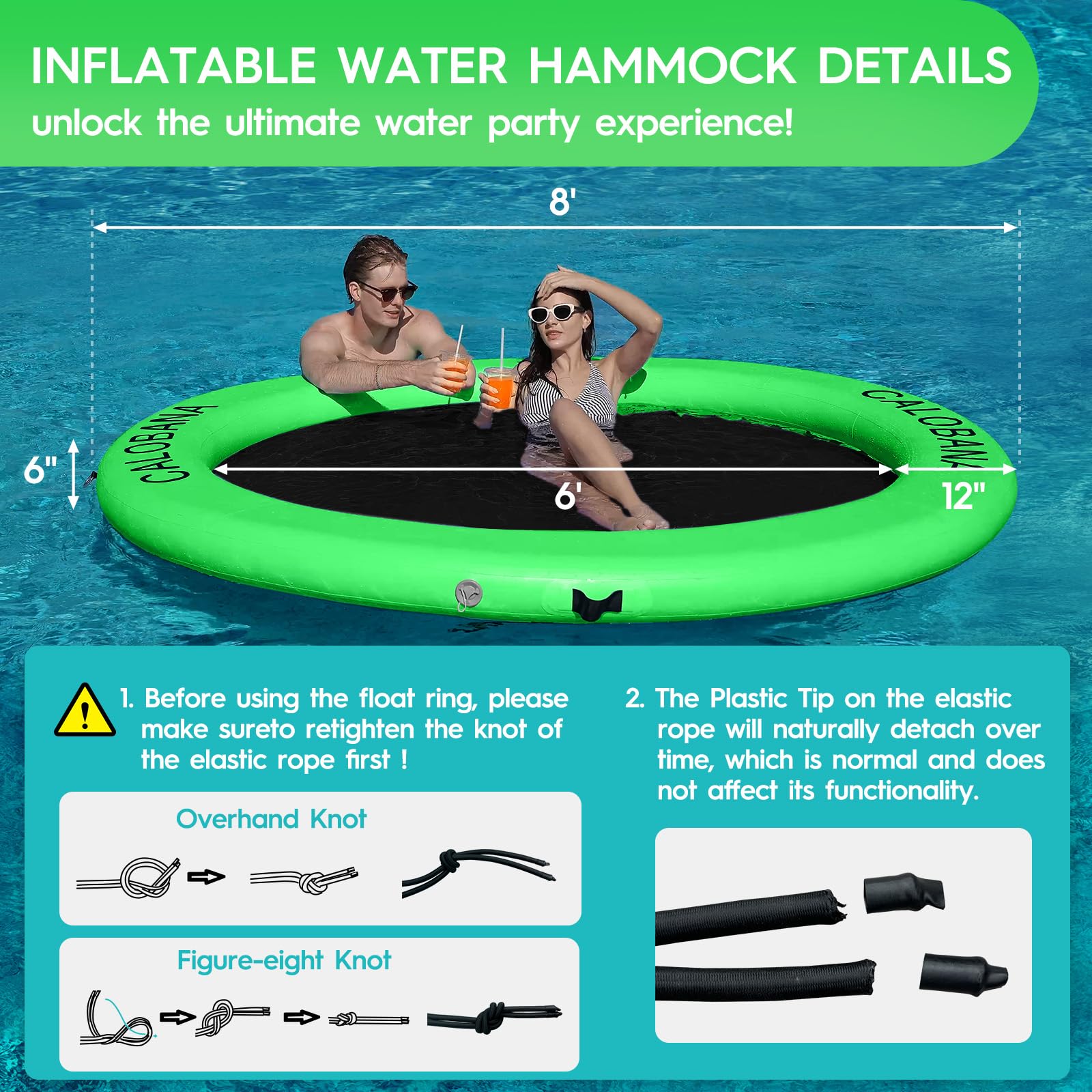 Snapklik.com : CALOBANA Float Ring 8ft Inflatable Water Hammock Island