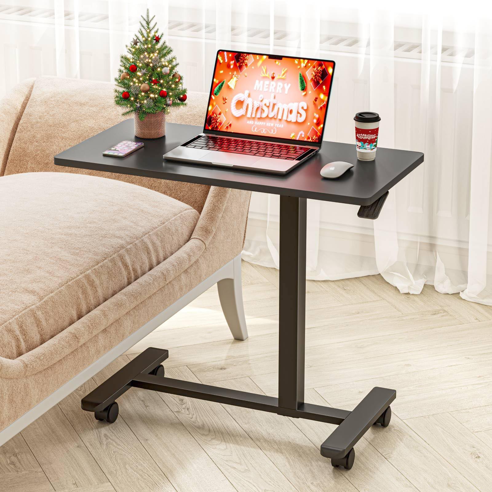 Elite Care Over bed table with 4 castors and height adjustable top ...