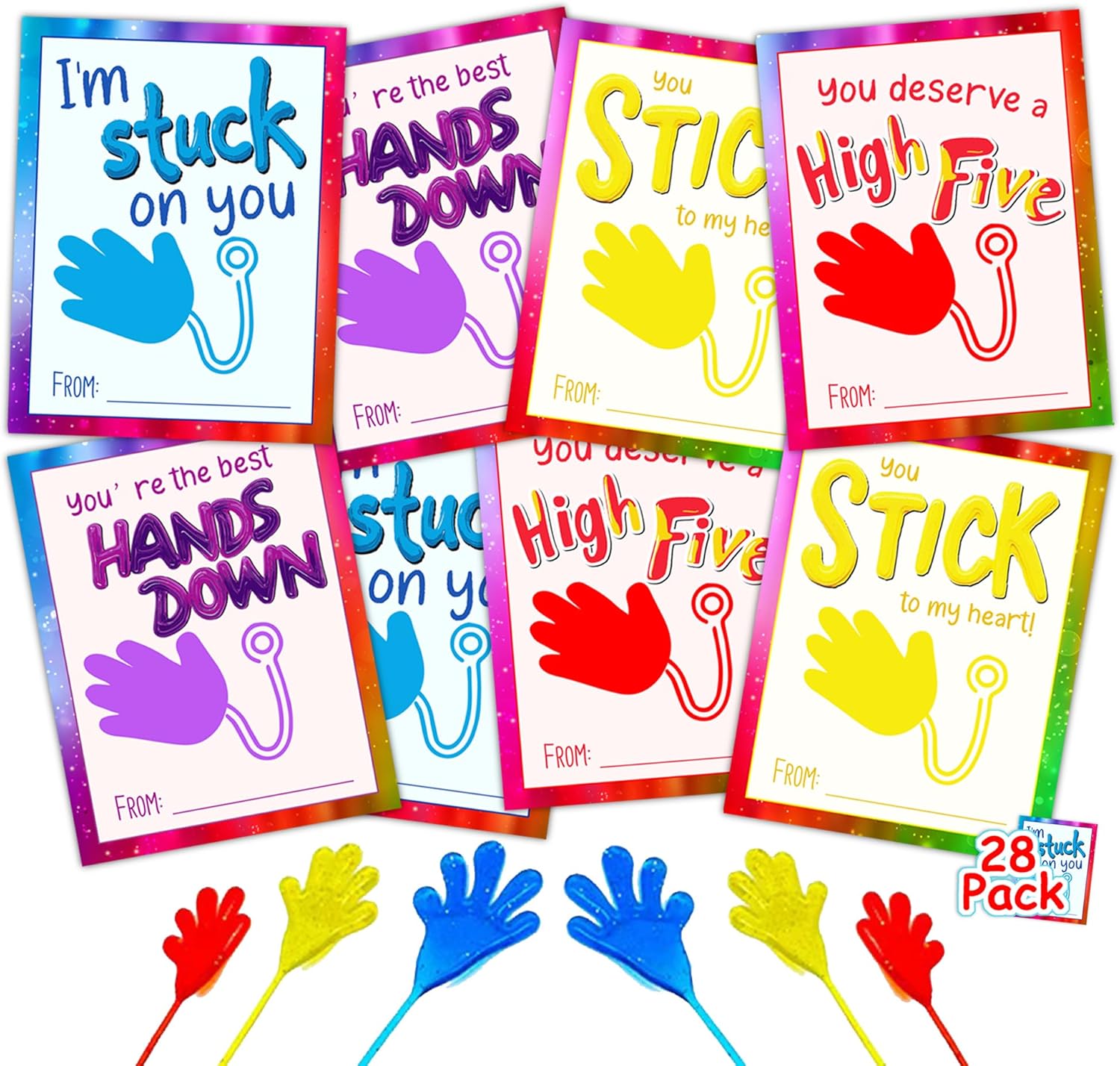Amazon.com: Wonkali 28 Packs Valentines Day Slappy Hands Sticky Happy ...