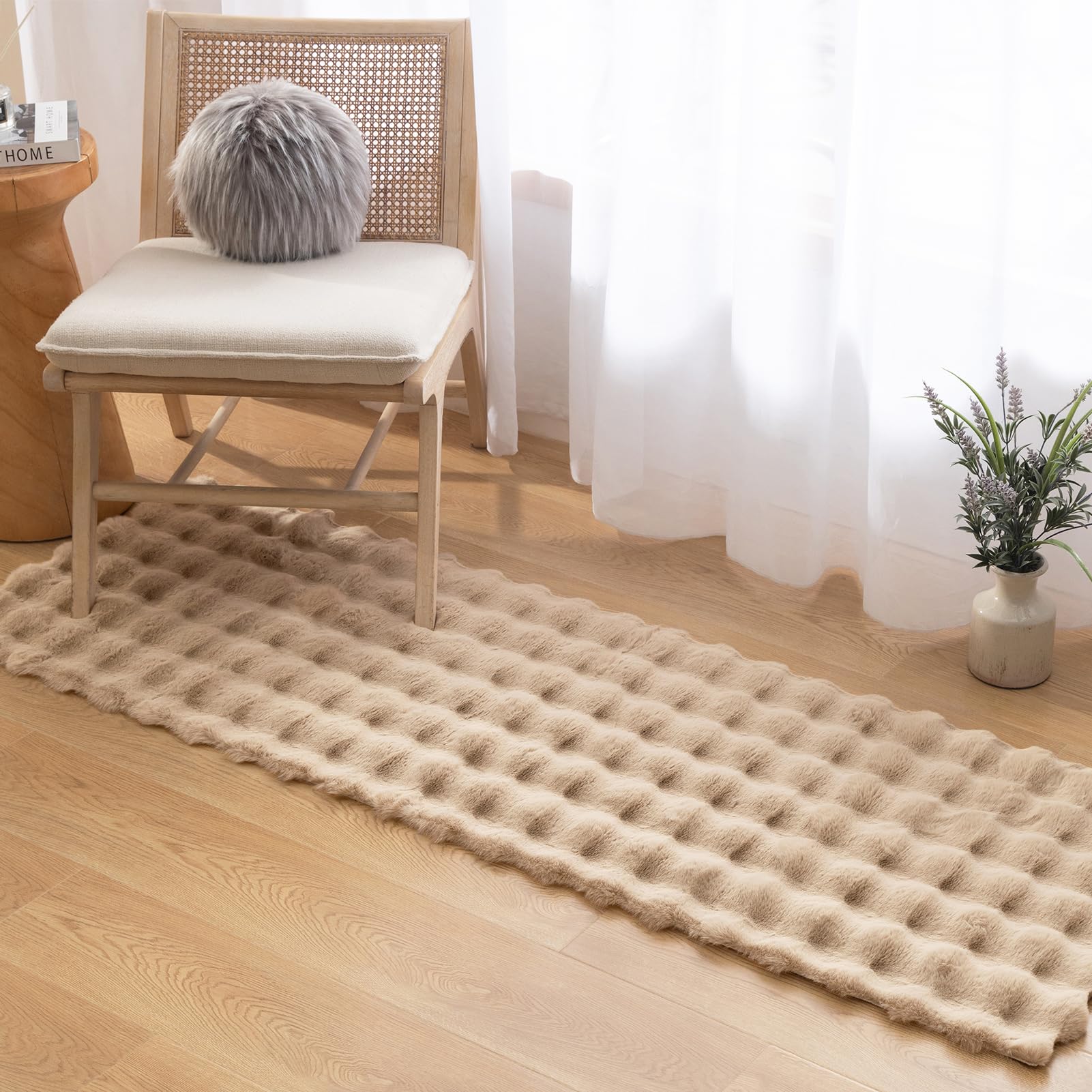 Amazon.com: Ashler Faux Rabbit Fur Rug, Beige 2x6 FT Fluffy Soft Runner ...