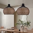 Arturesthome Rattan Pendant Light Fixtures, Wicker Boho Black Basket ...