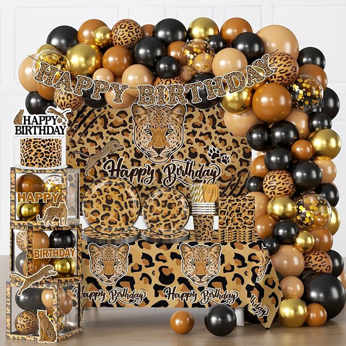 Amazon.com: 224 Pcs Cheetah Print Birthday Decorations,Cheetah Birthday ...