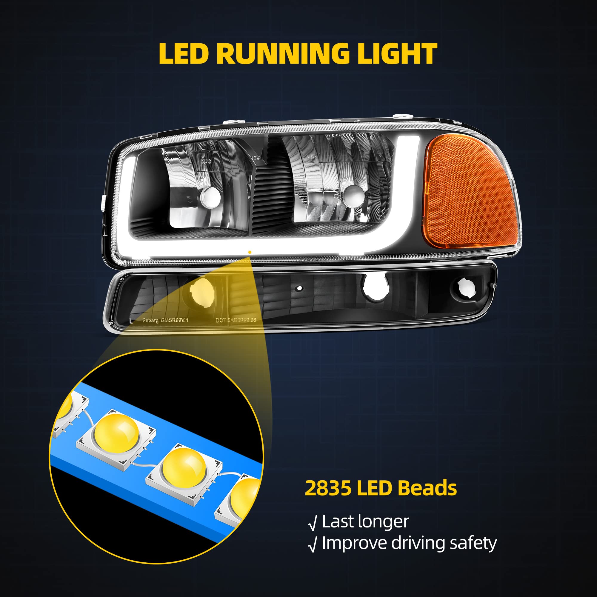 Snapklik.com : DWVO LED DRL Headlight Assembly Compatible