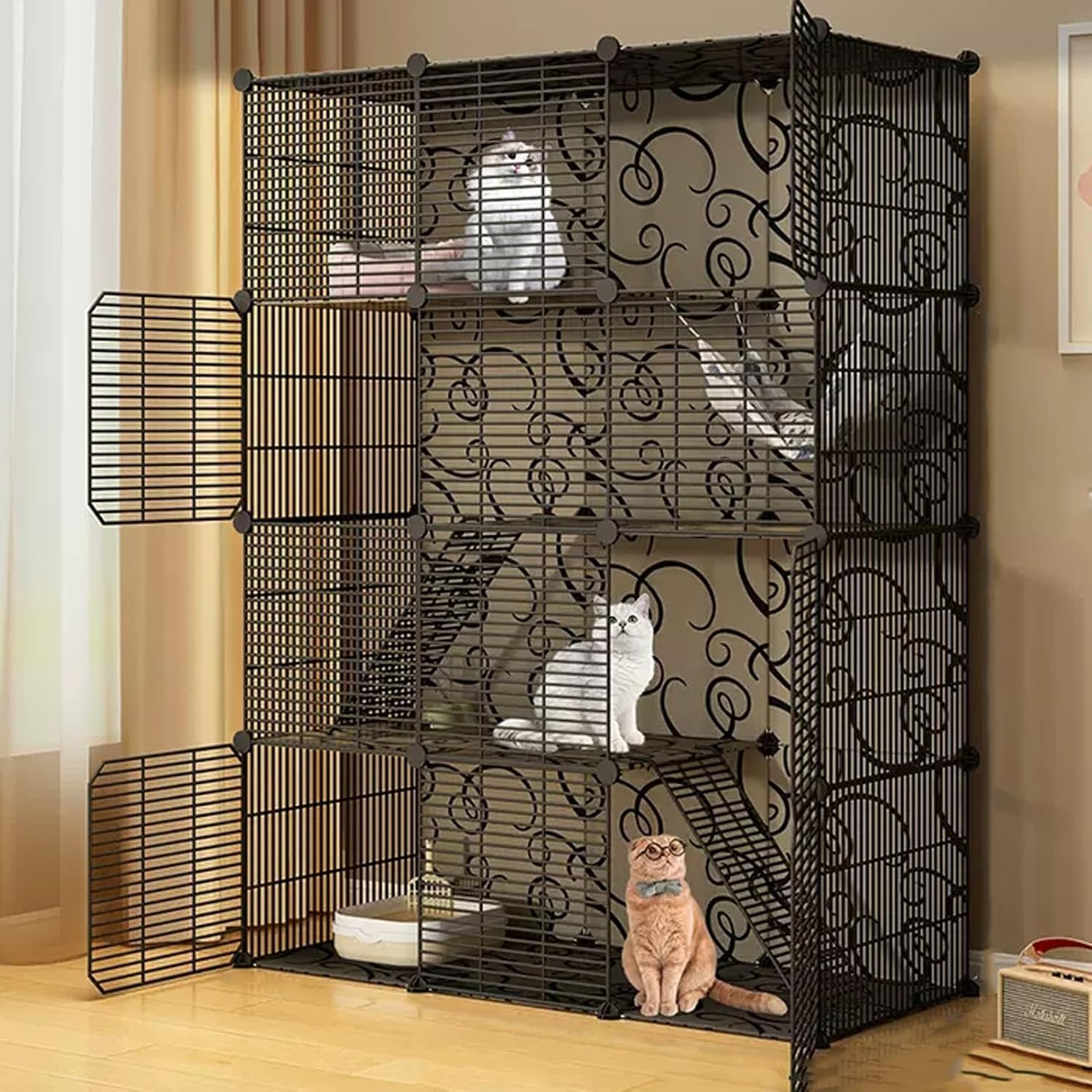 Large Cat Cage, DIY Outdoor Cat Enclosures Metal Wire Playpen Large ...