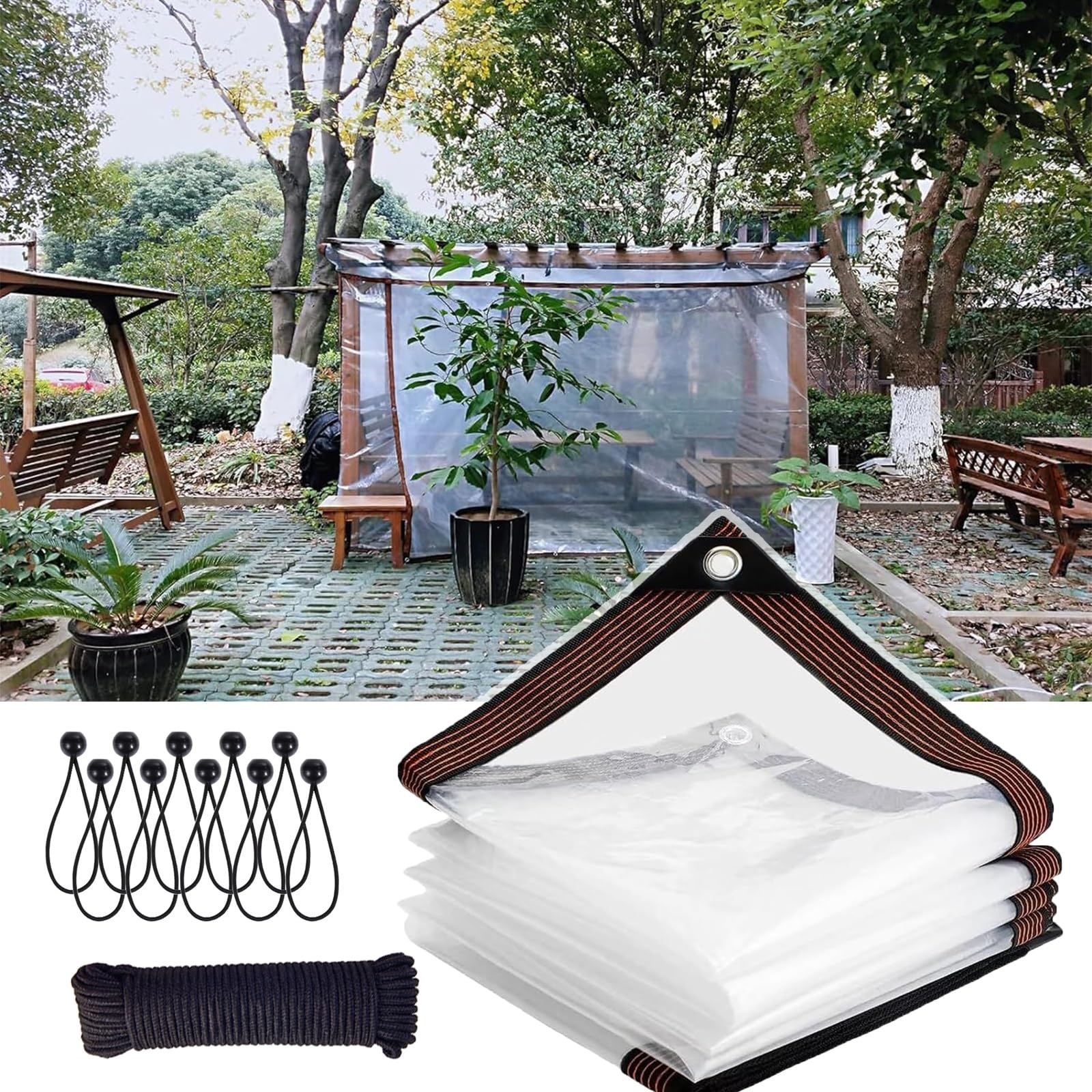 Amazon.com: generic Waterproof Cover Clear Tarps 6x20 FT, Transparent ...