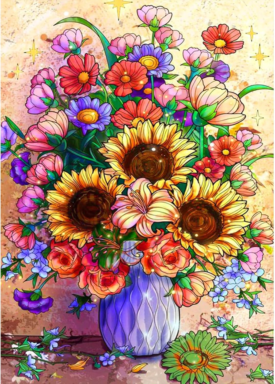 RICUVED Flowers Diamond Painting Kits, 5D Landscape Diamond Painting ...