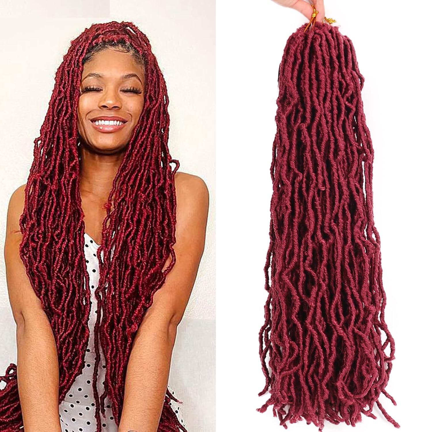 Amazon.com : Aayubb Faux Locs Crochet Hair Burgundy Soft Locs 20 Inch ...