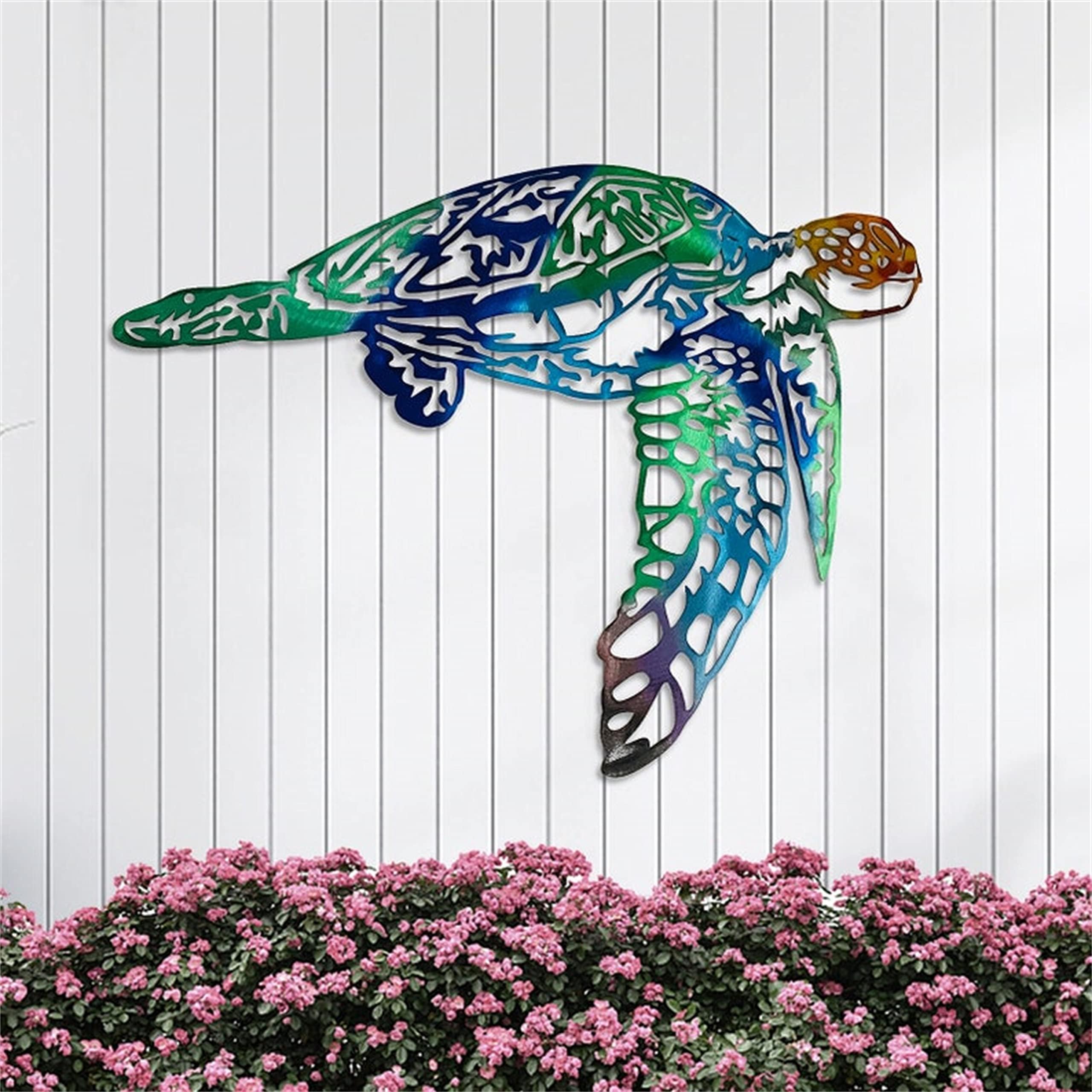 Amazon.com: GSC Metal Sea Turtle Blue Decor Indoor Outdoor Wall Art ...