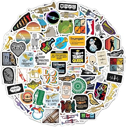 Amazon.com: 100Pcs Trumpet Stickers for Water Bottle and Laptop ...