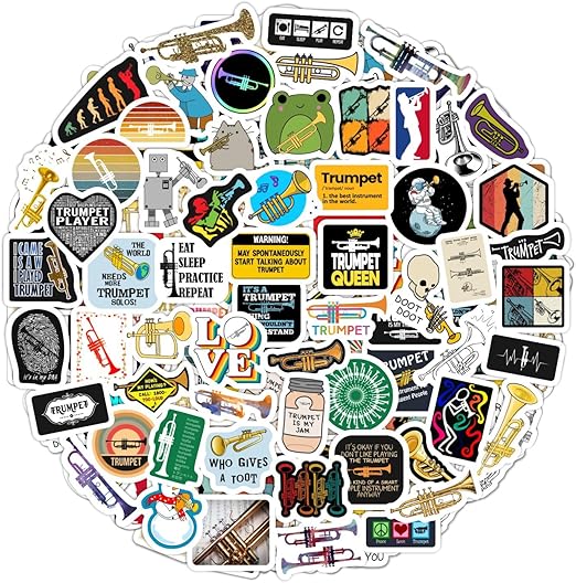 Amazon.com: 100Pcs Trumpet Stickers for Water Bottle and Laptop ...