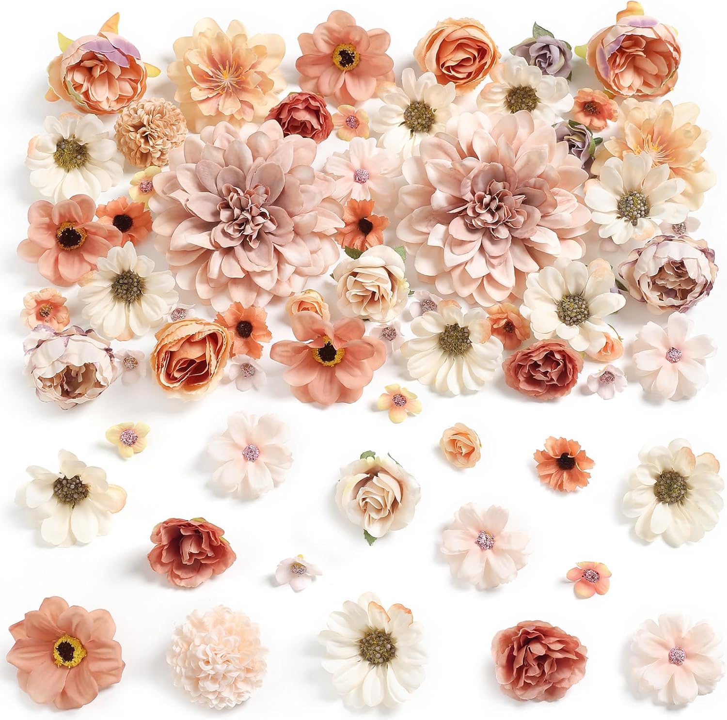 Amazon.com: rongflower Fake Flower Heads Mini Artificial Flower Brown ...