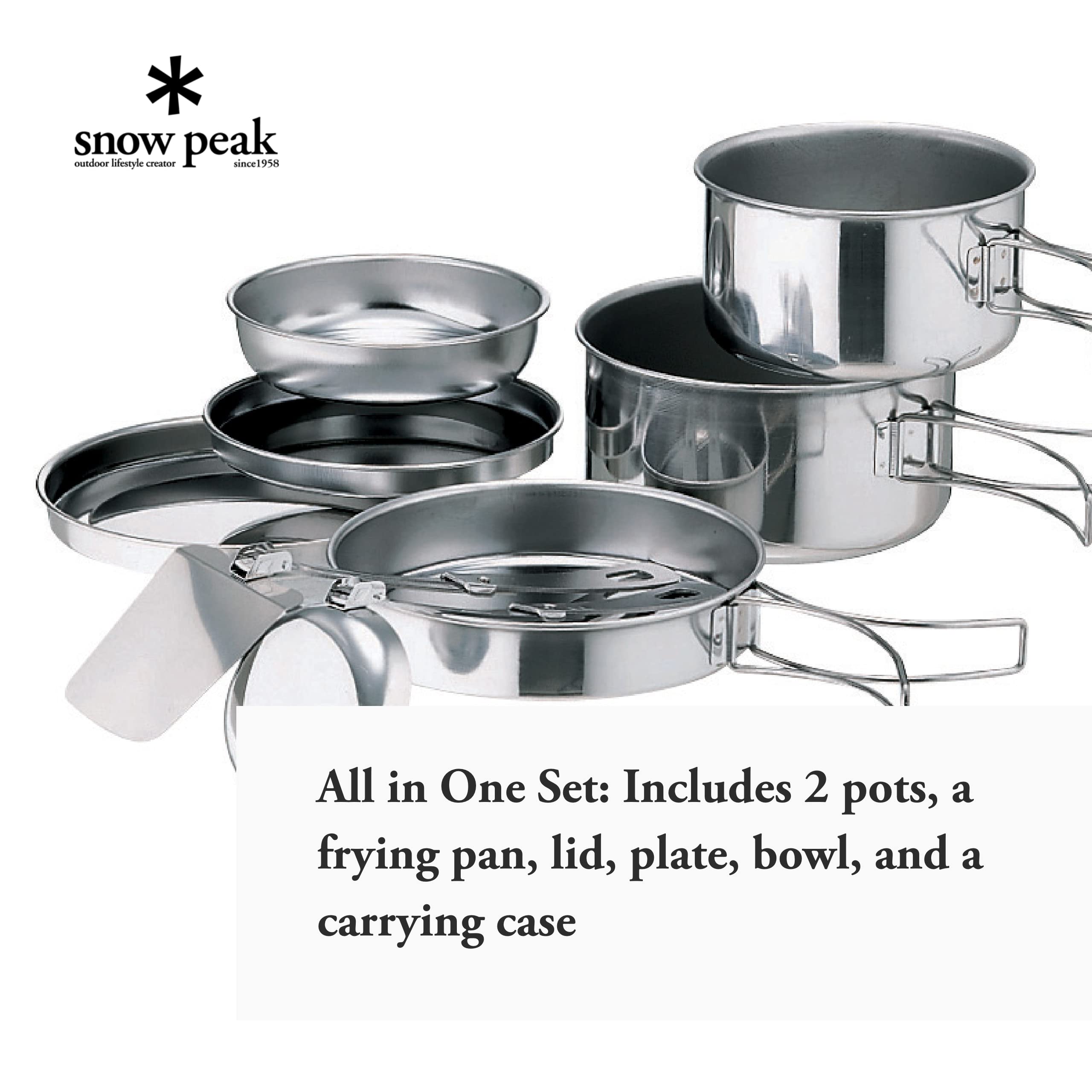 Snow Peak Personal Cooker 3 - Durable Camping Cookware - Stainless ...