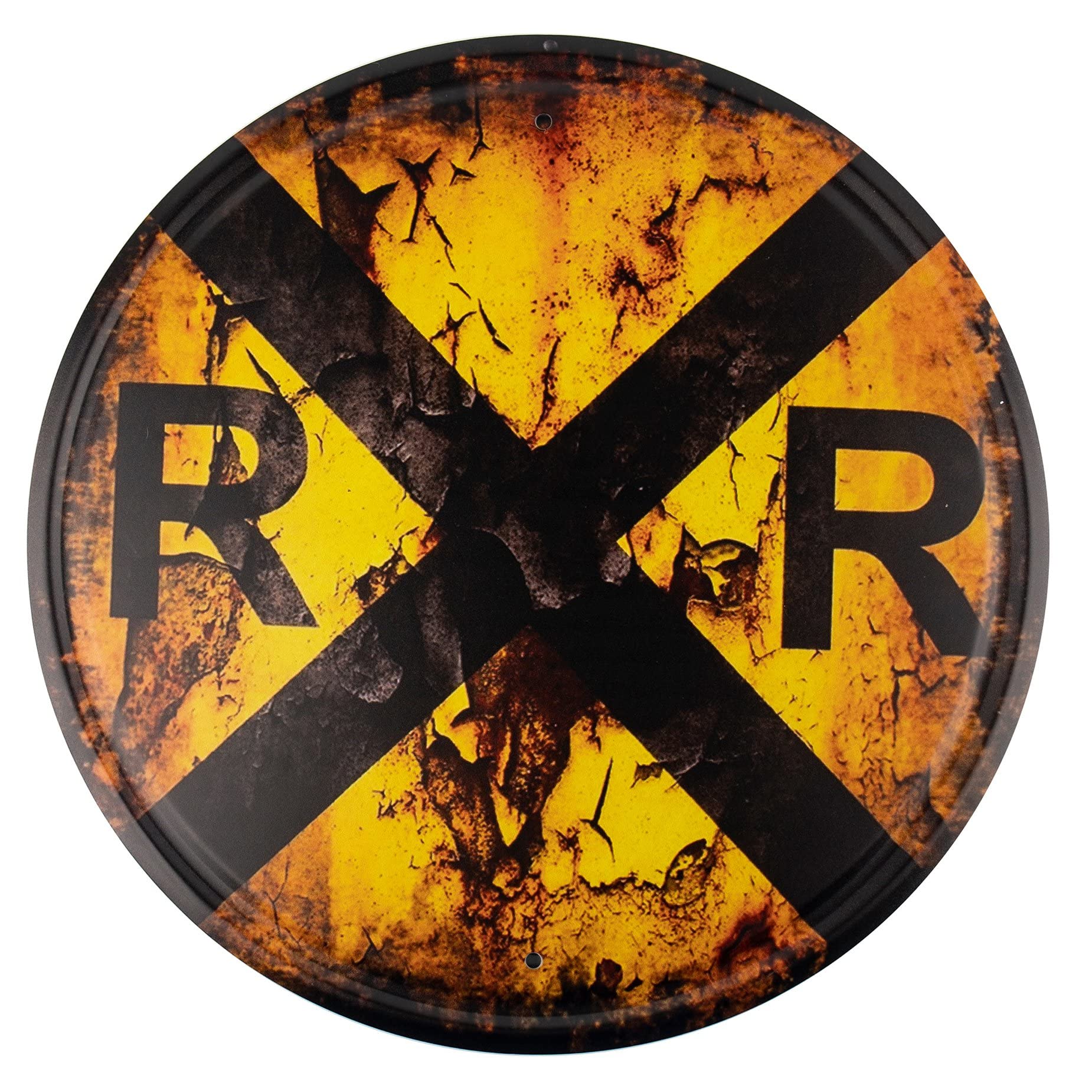 Amazon.com: Framendino, 12 Inch Railroad Crossing Tin Sign Circular ...