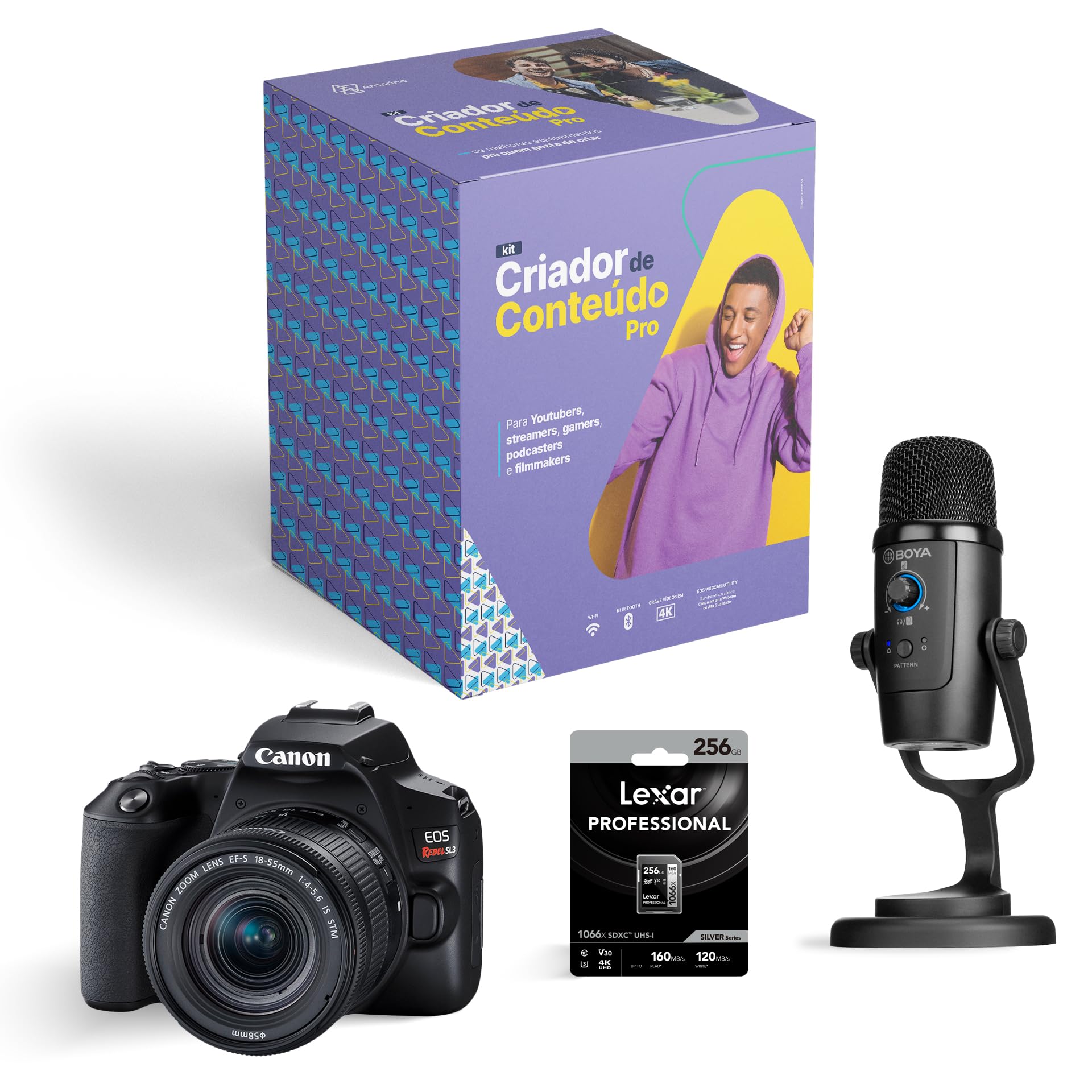 Canon Kit Criador de Conteúdo Pro com Câmera Digital EOS Rebel SL3 e ...