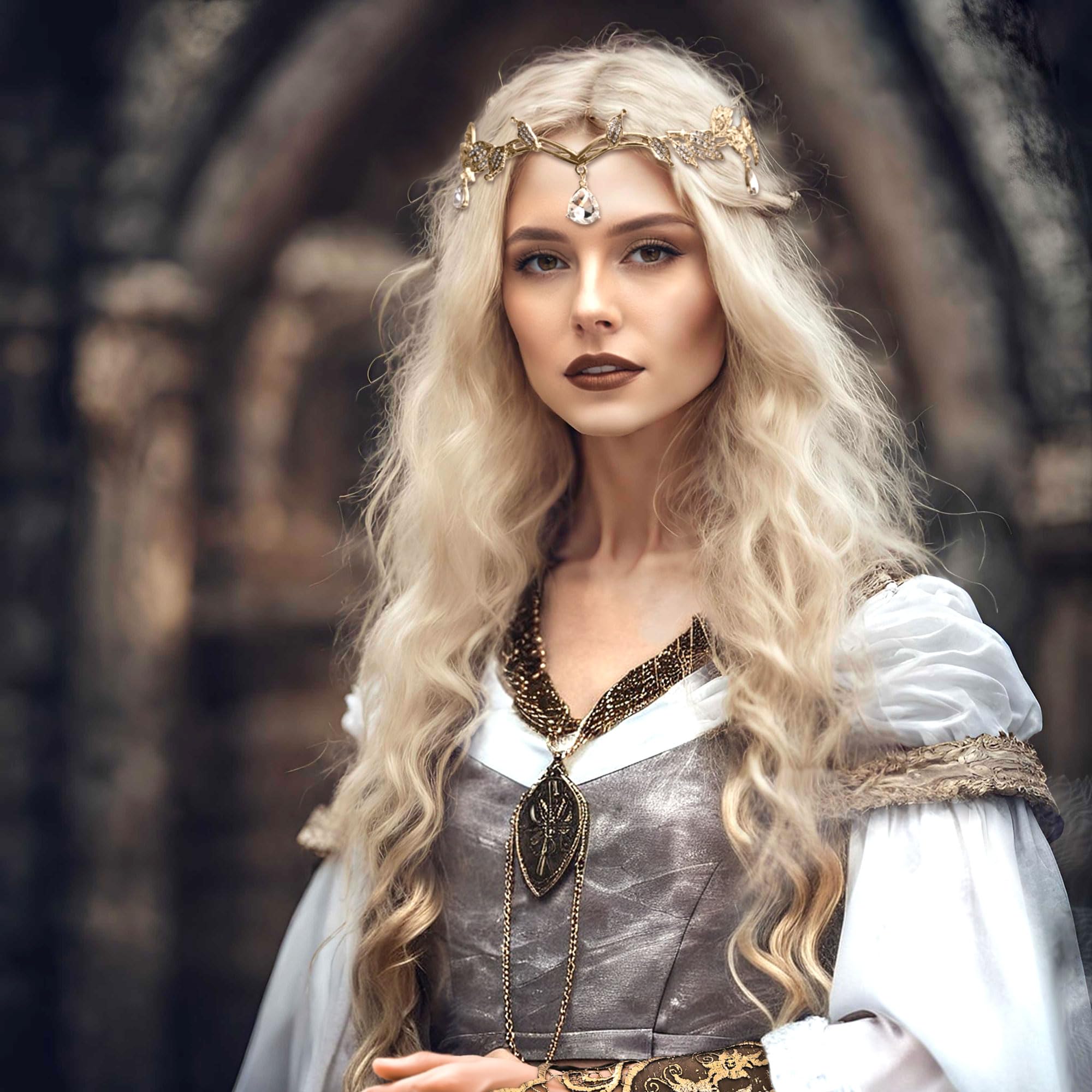 Snapklik.com : Gold Renaissance Elf Ears Tiara Fairy Headpiece Circlet ...