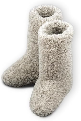 Women's Tall Calf Merino Wool Boots Warm Cozy Slippers Moccasins CHUNI ...