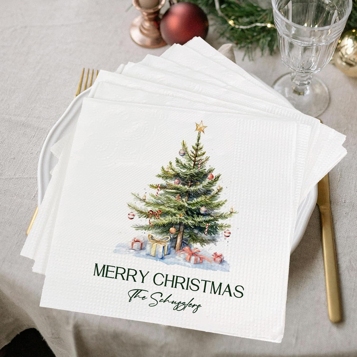 Amazon.com | Luxury Custom Pack 15pcs Christmas Napkins with Family ...