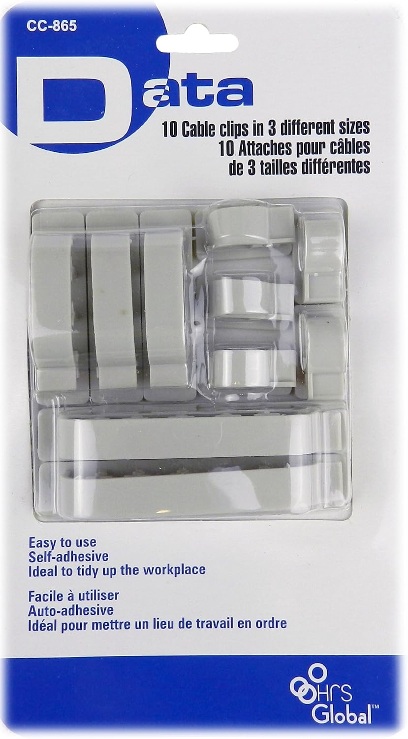 Amazon.com: Data Self Adhesive 10 Cable Clips in 3 Different Sizes ...