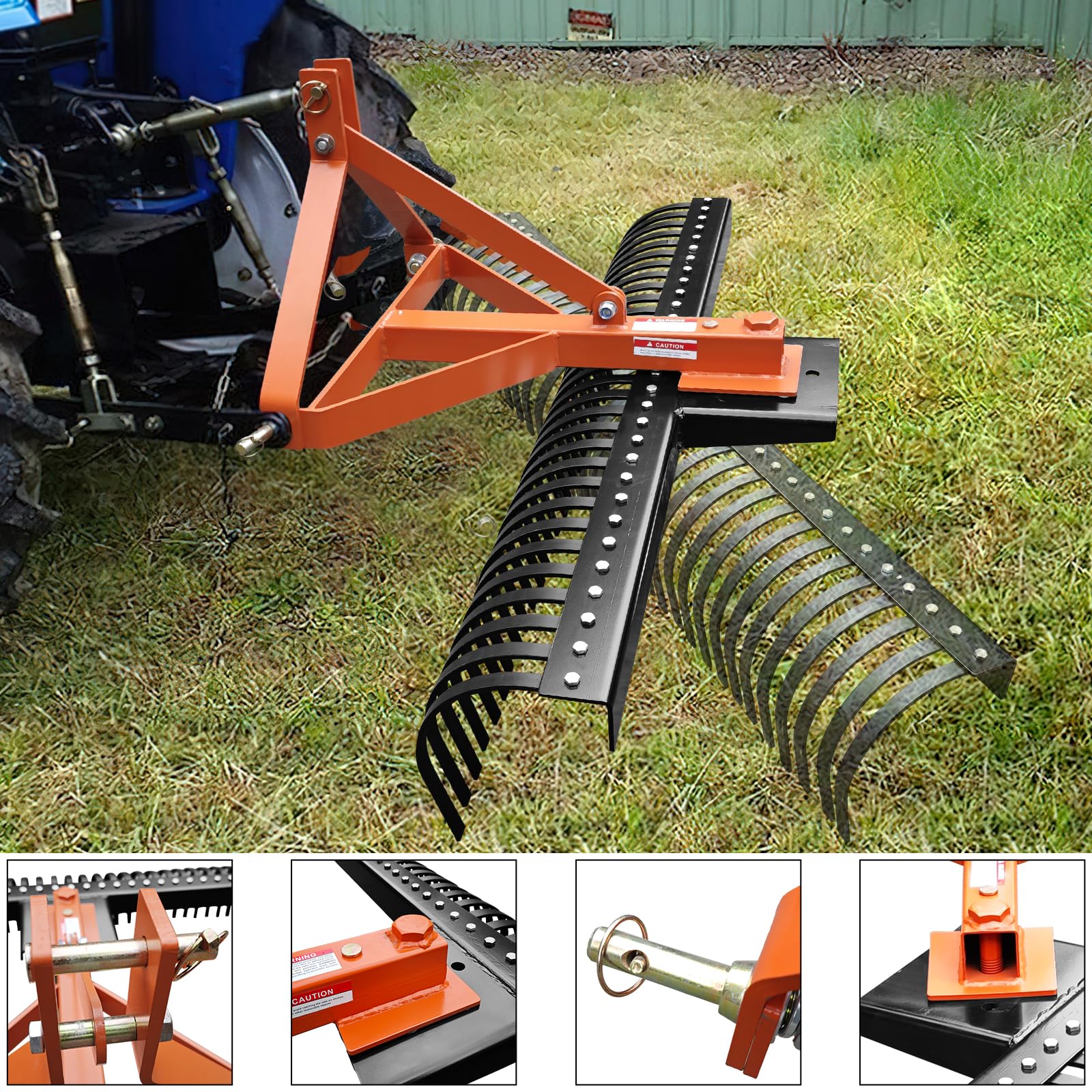 Snapklik.com : 5FT Landscape Rake For Tractor,3-Point Lawn Dethatcher ...