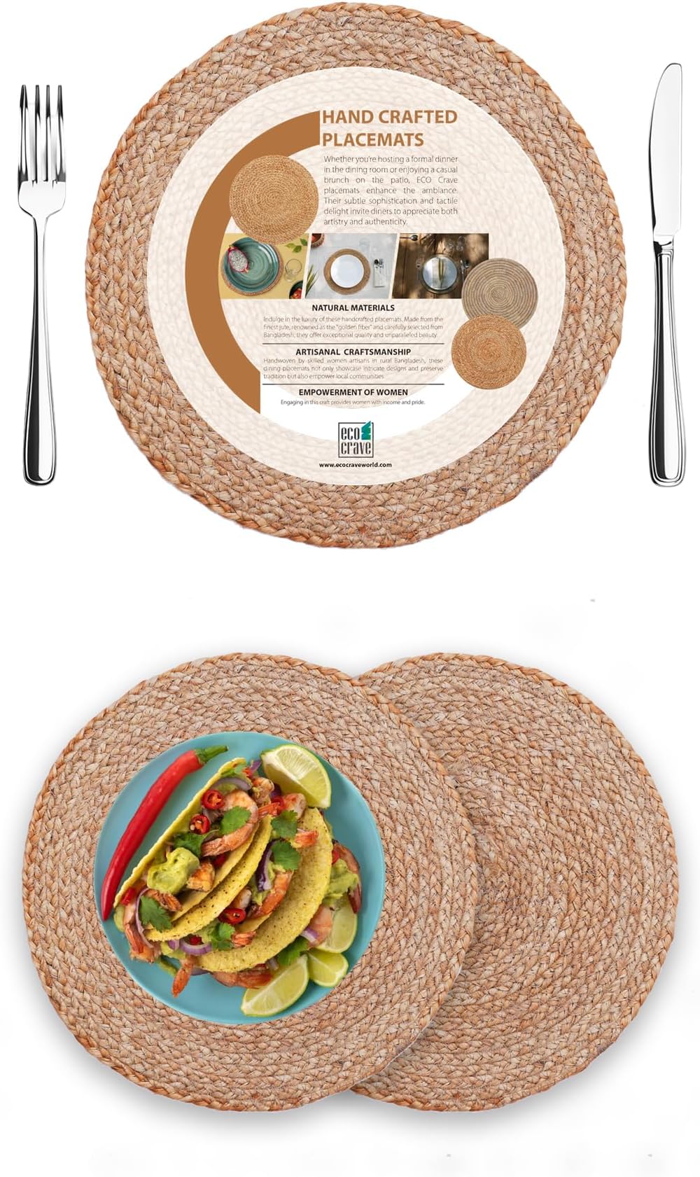 Amazon.com: Generic Summer Vibes Round Placemats Set of 2 - Woven ...