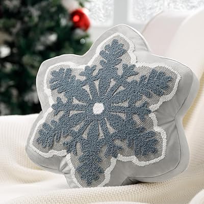 Amazon.com: Huwena 2 Pcs Winter Snowflake Pillows Decorative Snowflake ...