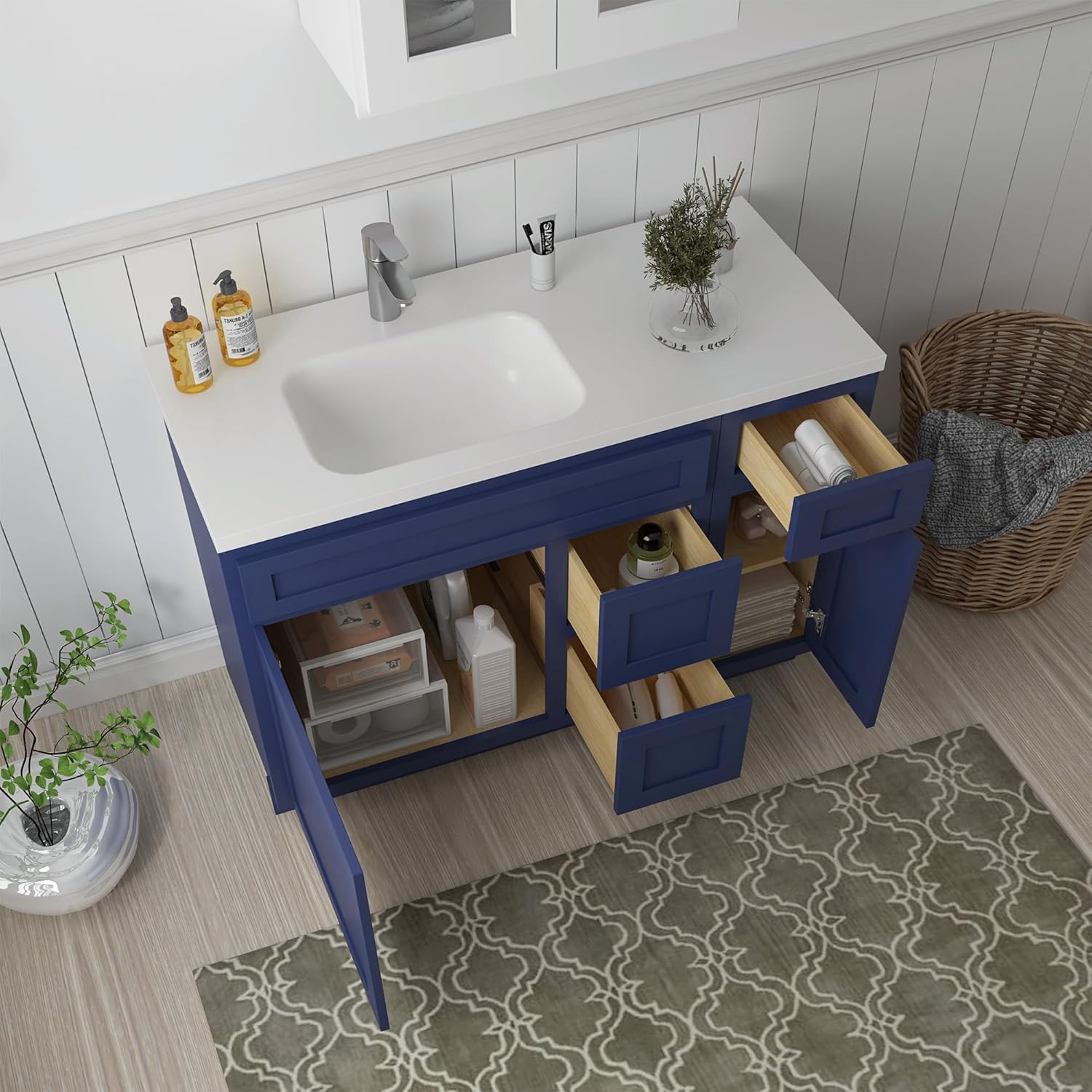 Vanity Art VA4048-3-2R-S – Tocador de baño sin ensamblar de 48 pulgadas ...