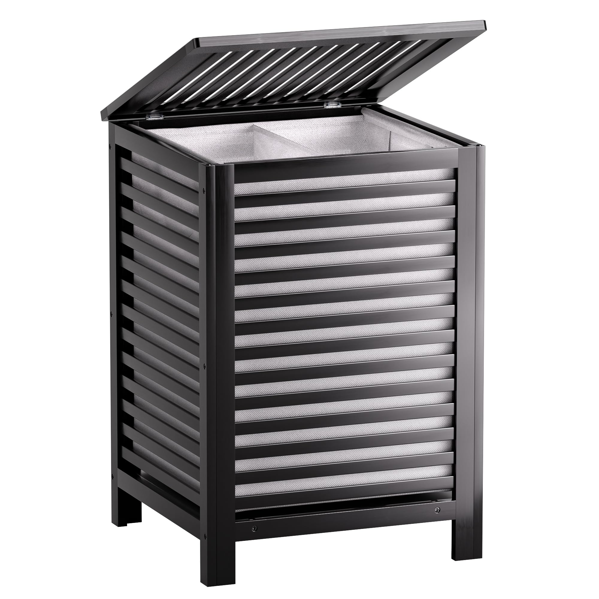 Amazon.com: SMIBUY Double Laundry Hamper with Lid, 120L Bamboo Laundry ...