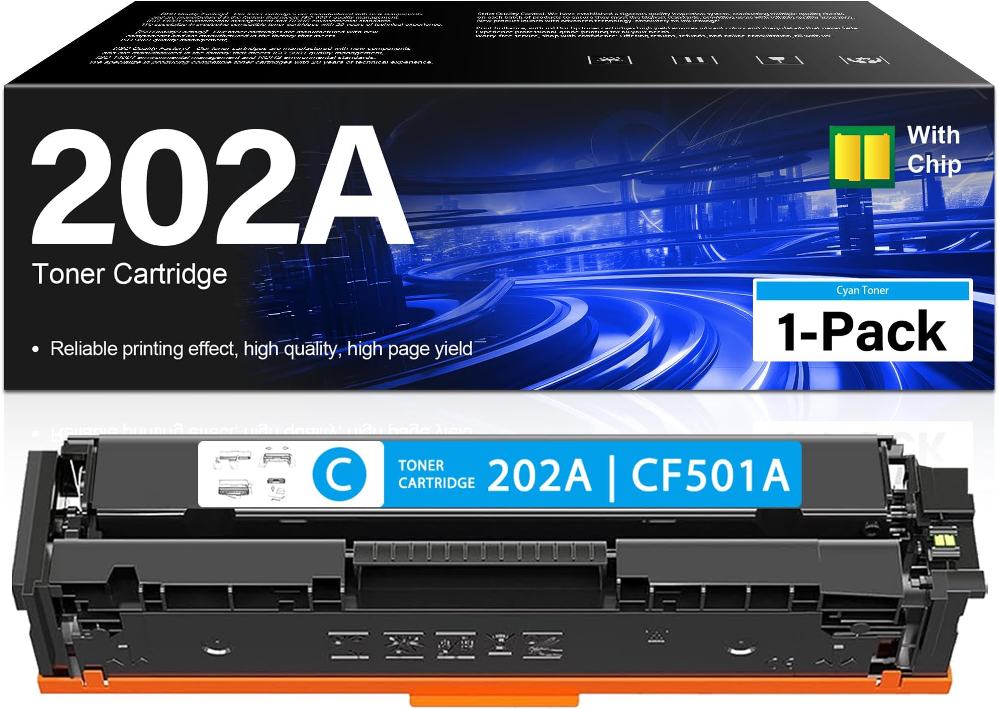 Amazon.com: 1 Pack 202A Cyan Toner Cartridge (with Chip) | Replacement ...