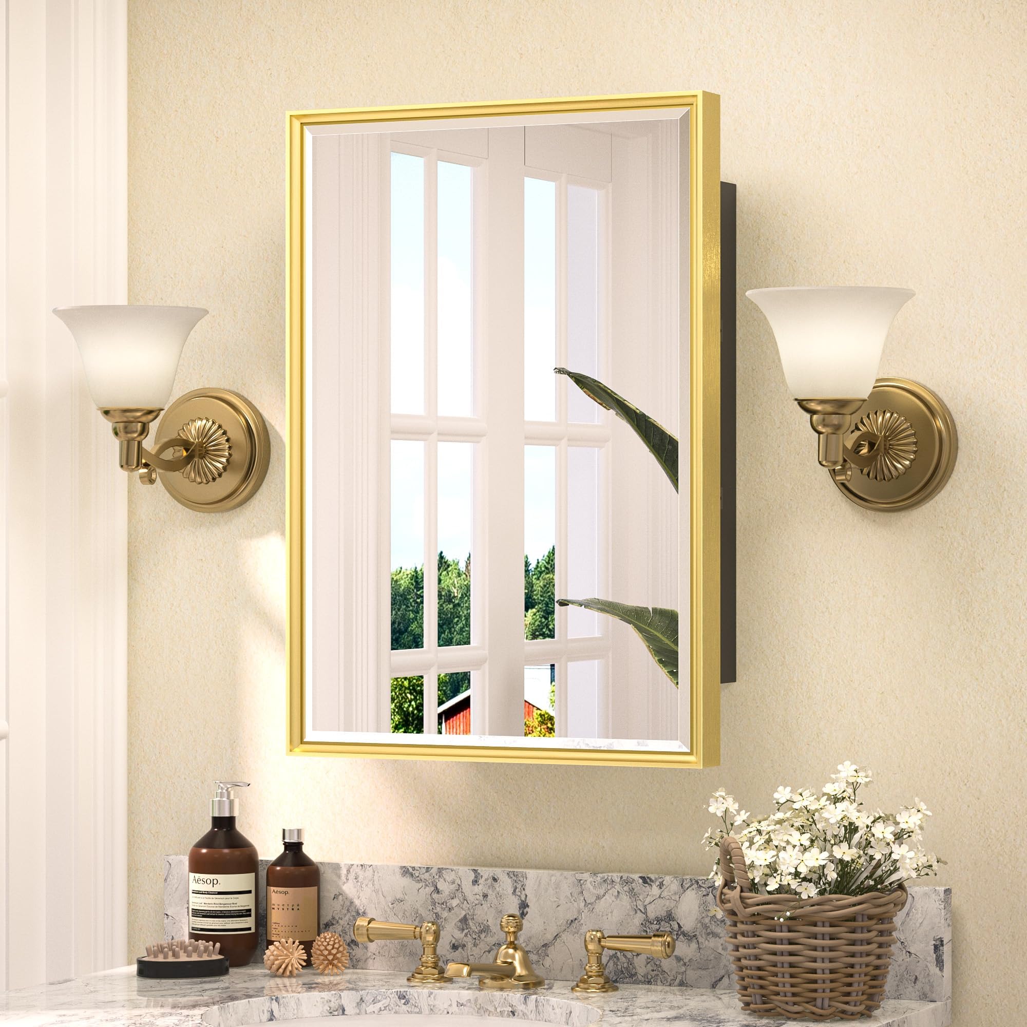 Amazon.com: Keonjinn 20x26 Inch Chrome Recessed Medicine Cabinets for ...