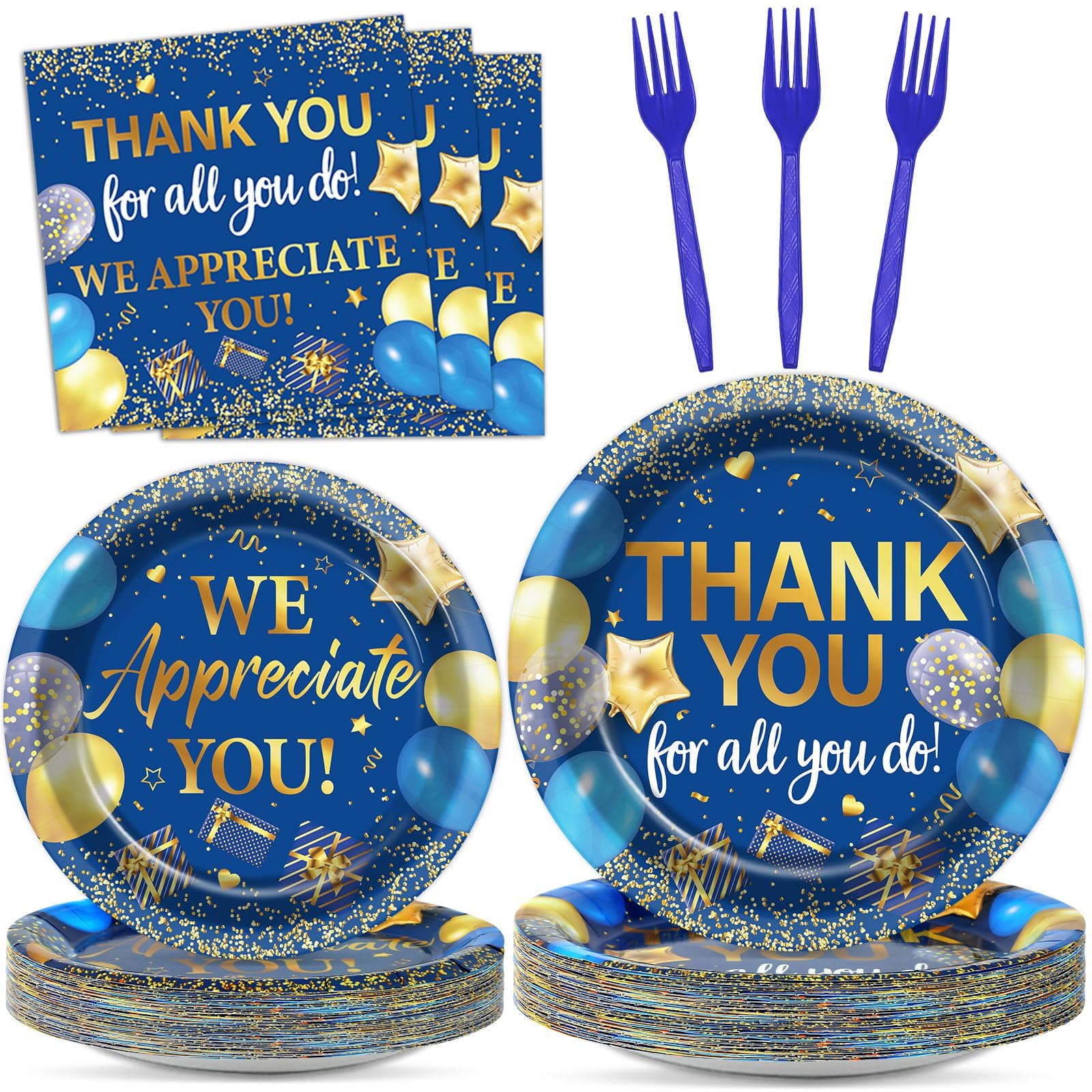 Amazon.com: 96Pcs We Appreciate You Plates and Napkins Thank You for ...