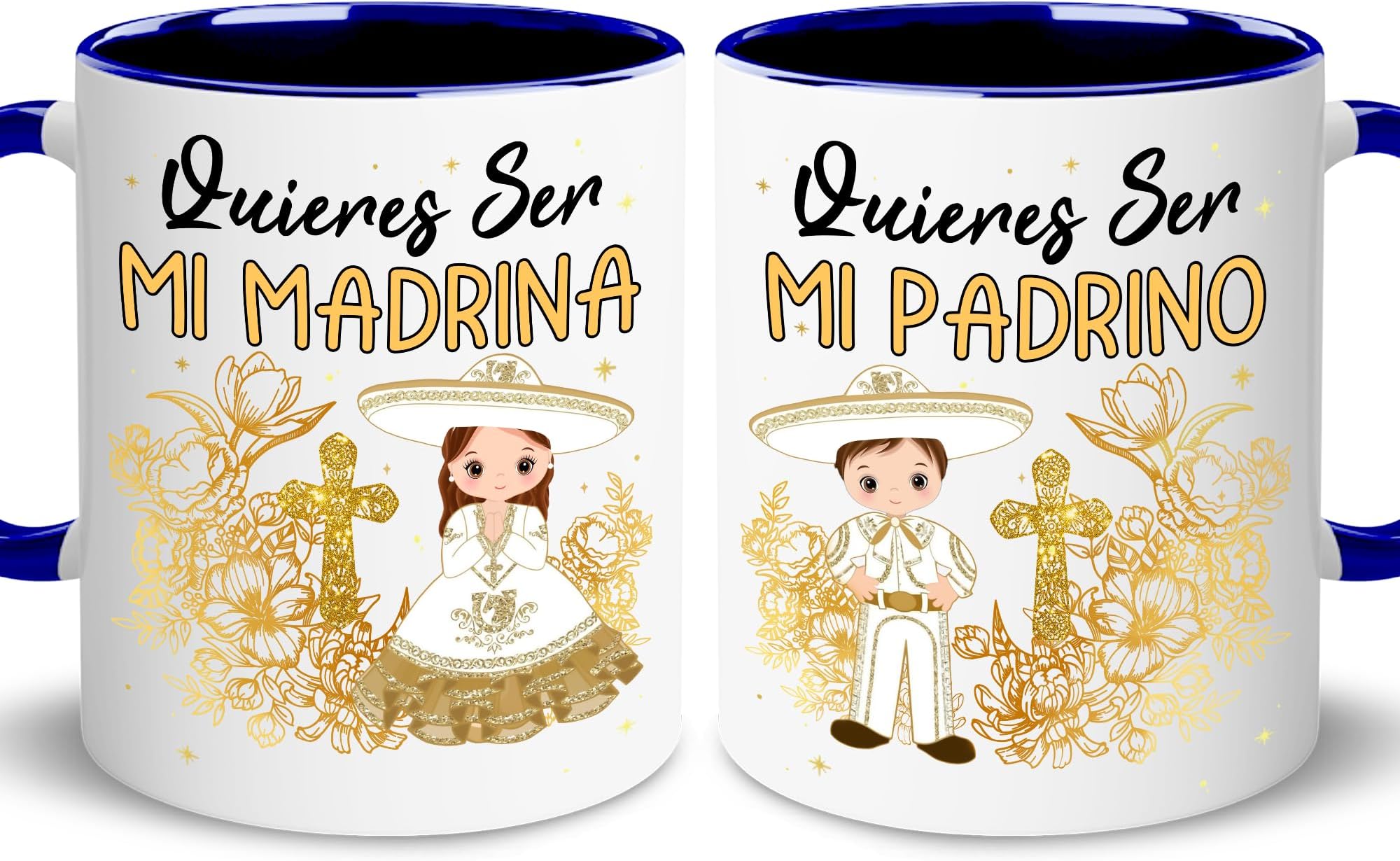 Amazon.com: Casitika Quieren Ser Mis Padrinos De Bautizo Mug Set ...