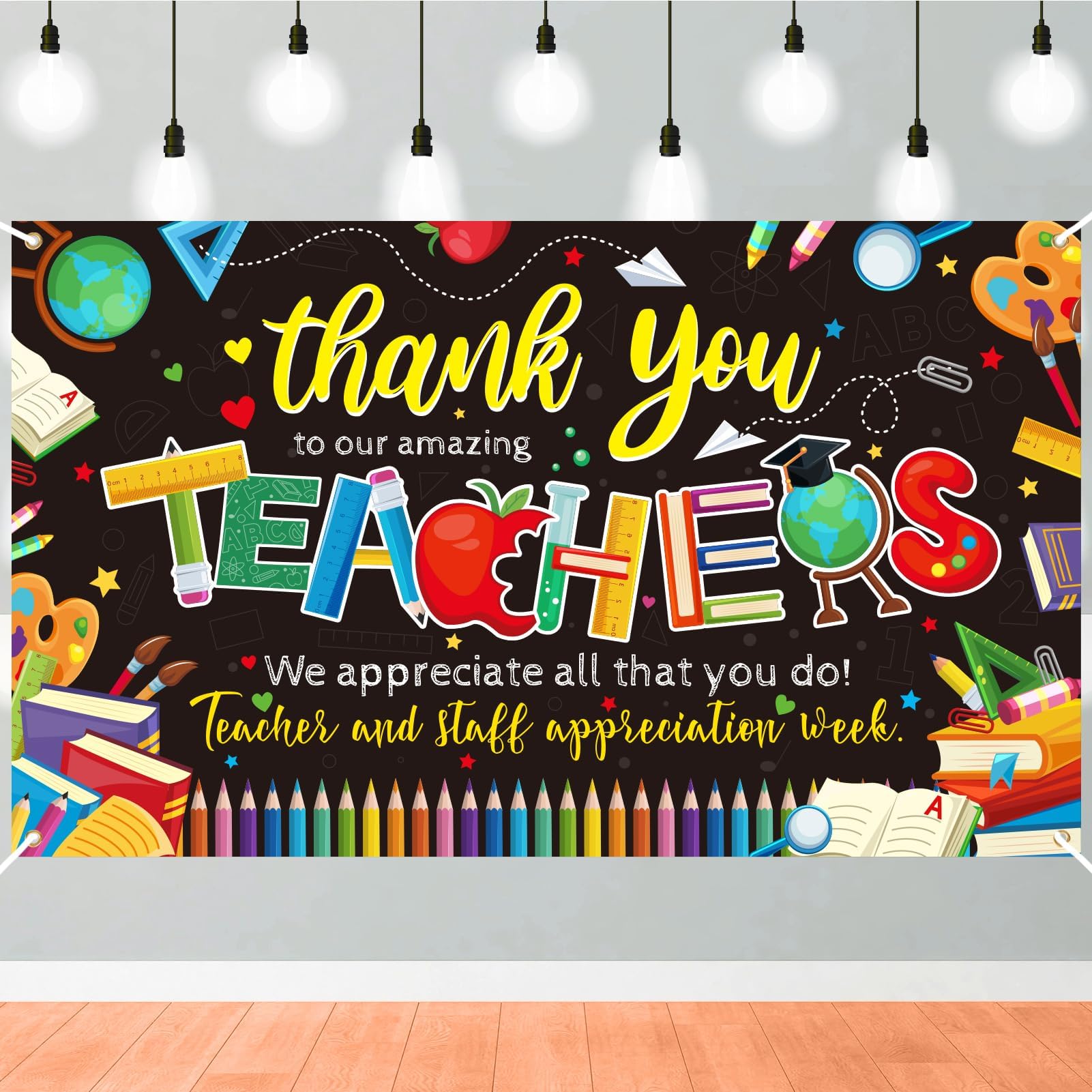Amazon.com: Qpout Thank You Teachers Backdrop Banner Teachers ...