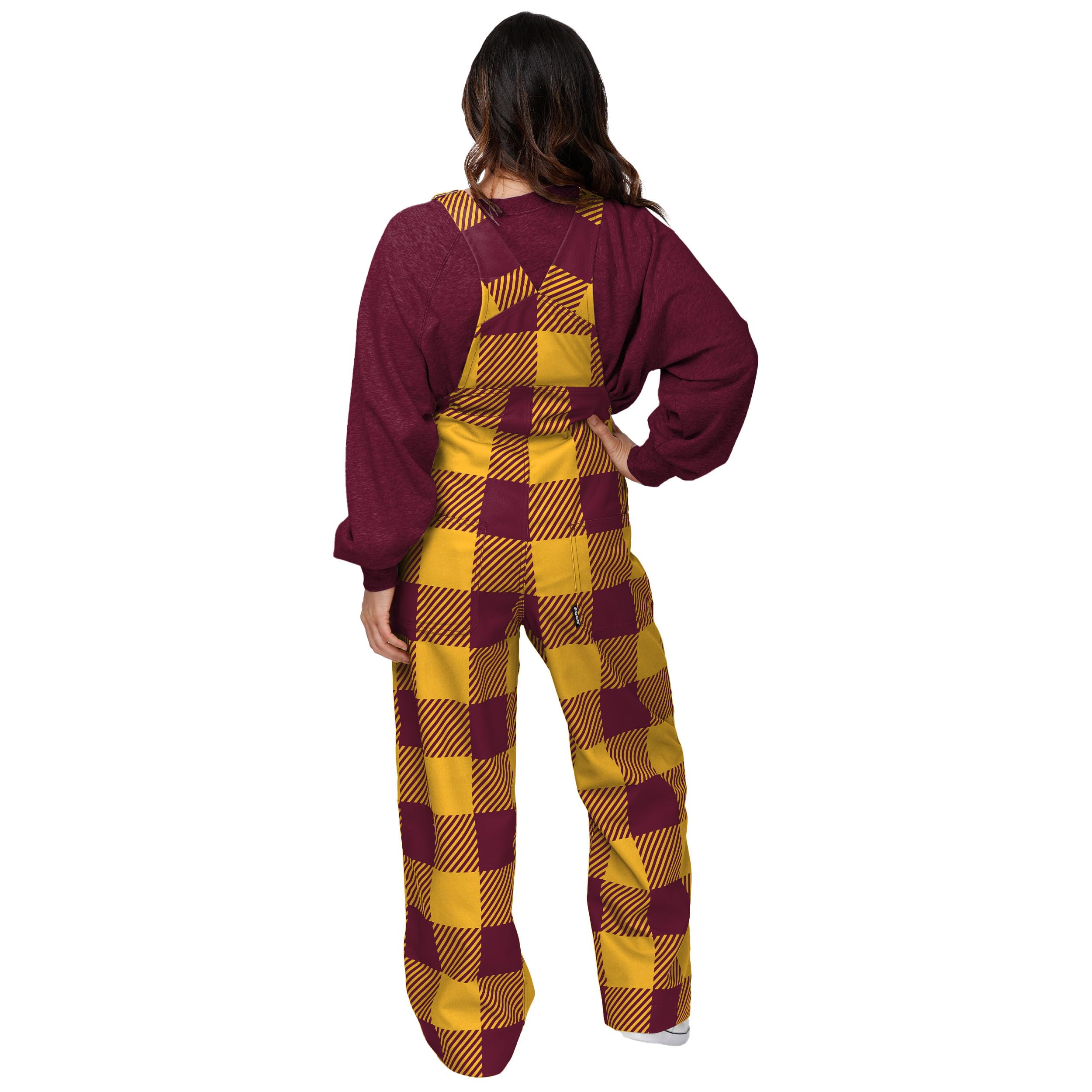 Snapklik.com : FOCO Washington Commanders NFL Womens Plaid Bib Overalls