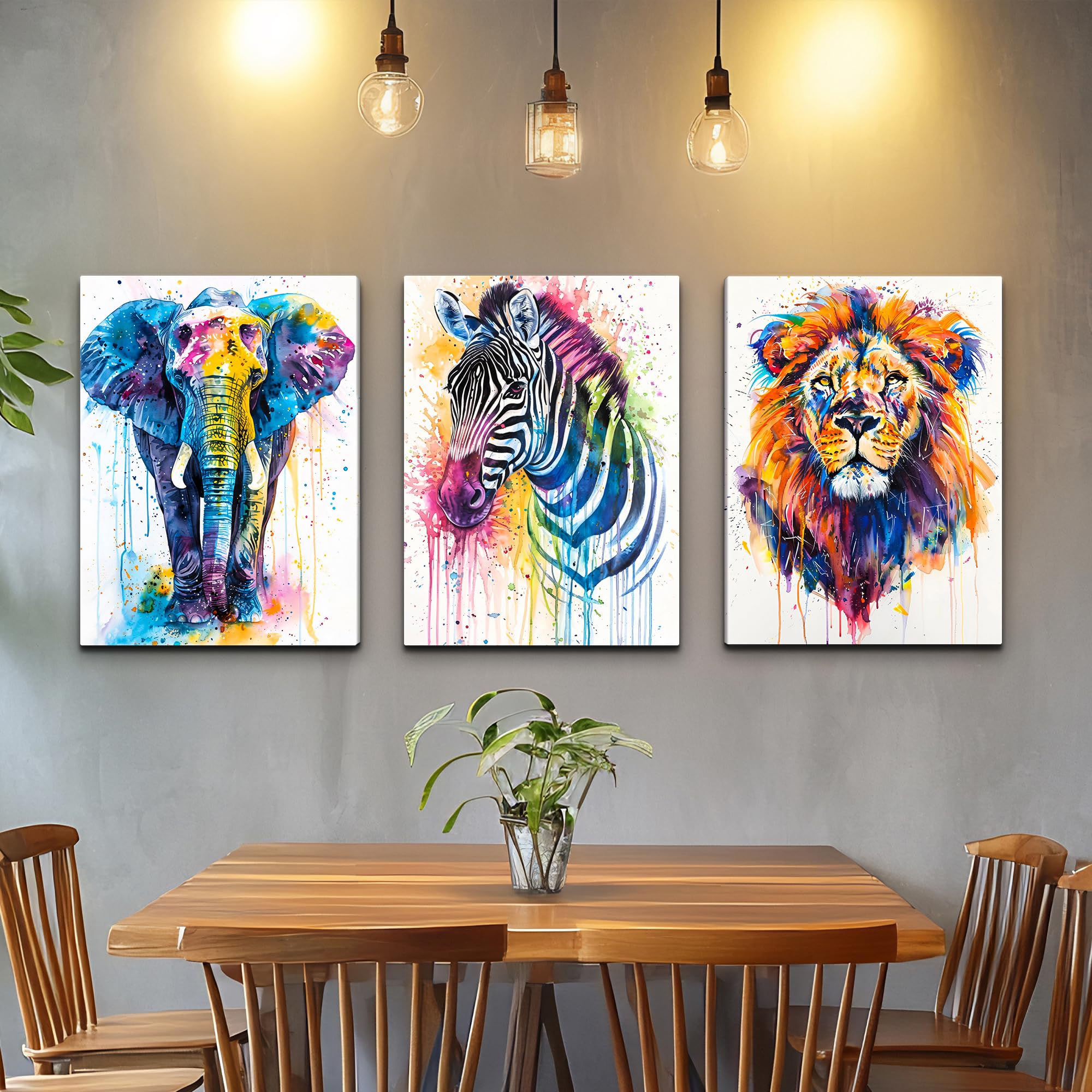 Amazon.com: Framed Canvas Colorful Safari Animal Wall Decor Prints ...