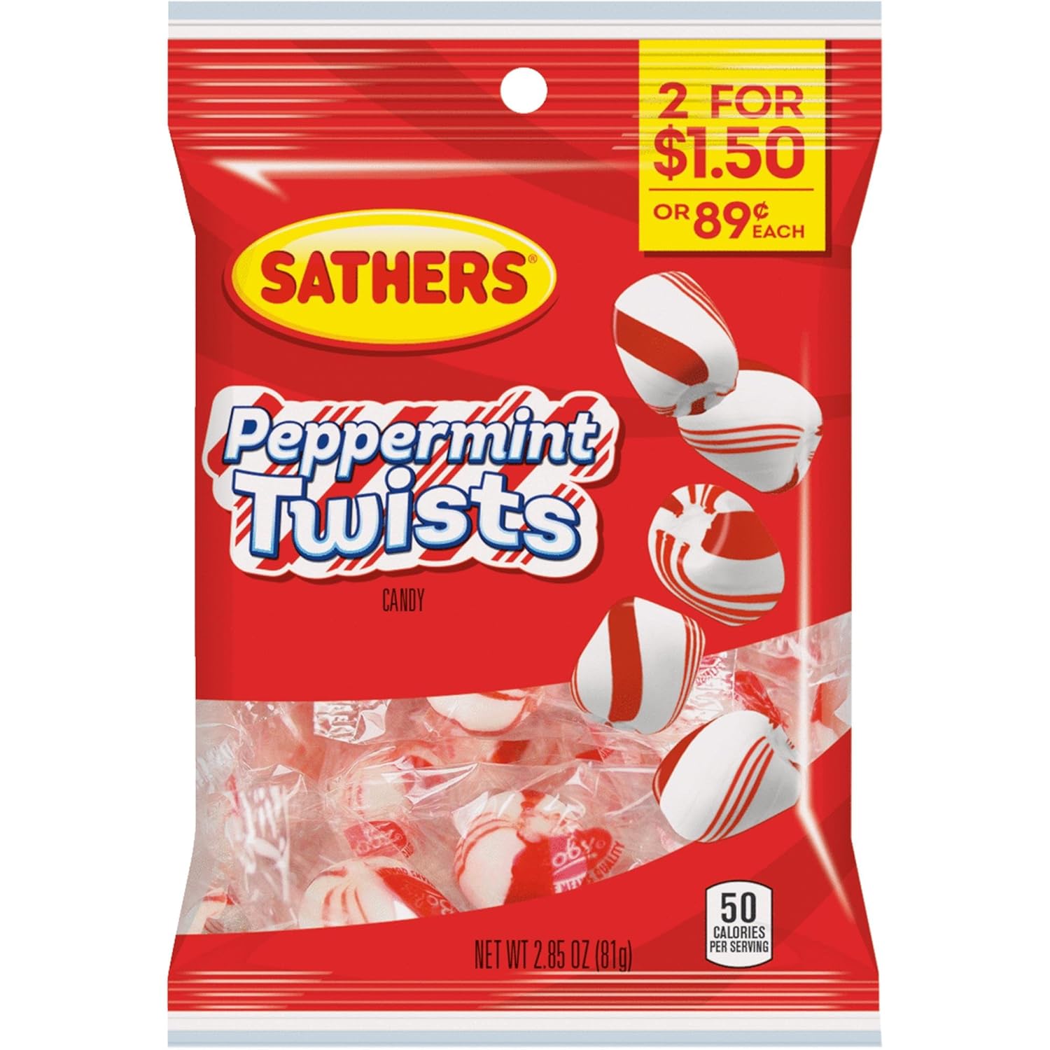 Amazon.com: Sathers Peppermint Twists Candy, 2.85 Ounce - 12 per case ...