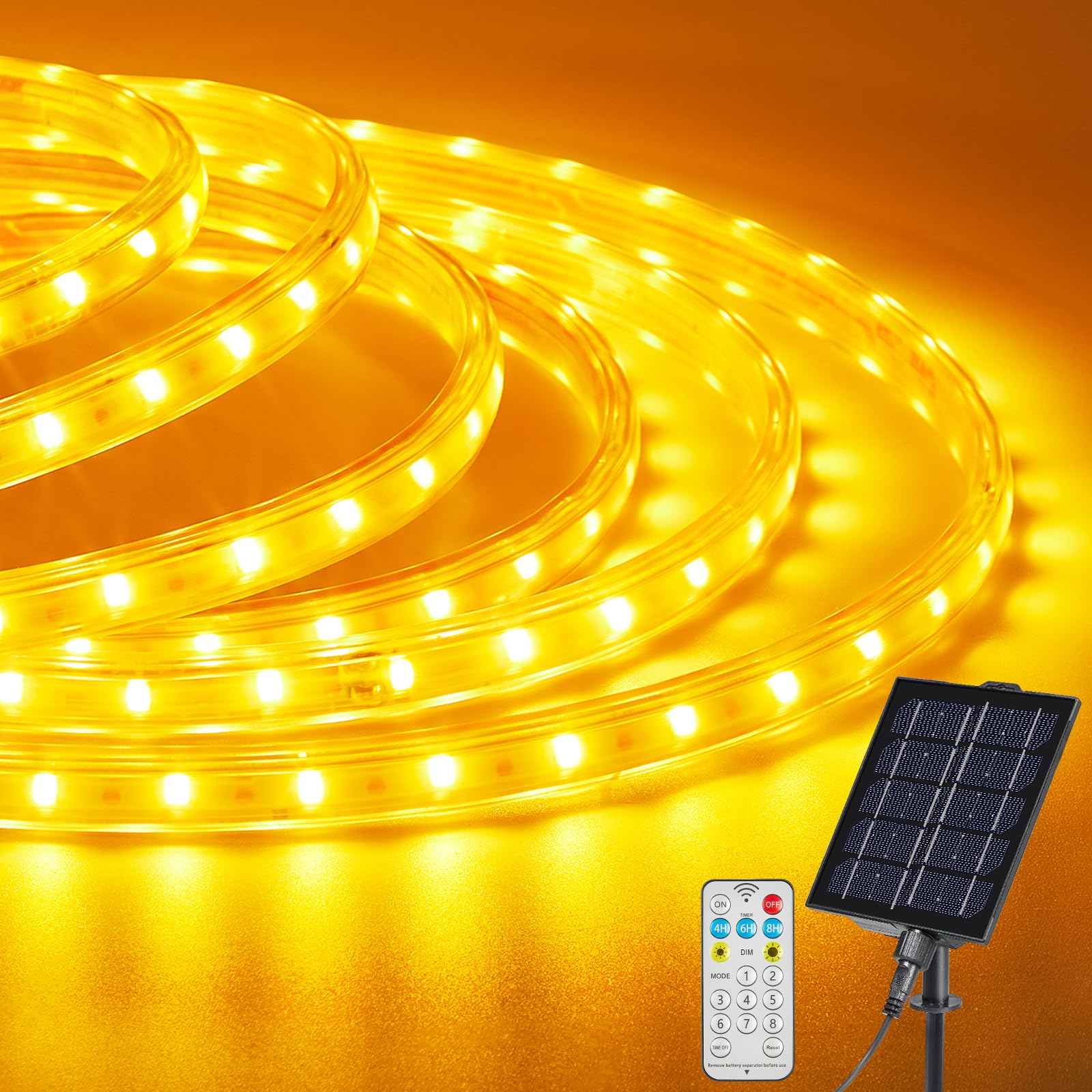 LUHLEE Solar Strip Lights 32.8FT, 600 LEDs Solar Light Strip,USB/Solar ...