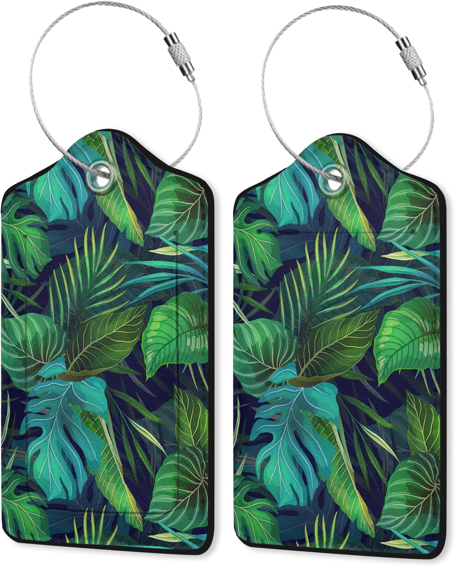 Amazon.com: Summer Luggage Tag for Suitcase,Green Palm Leaves Tropical ...