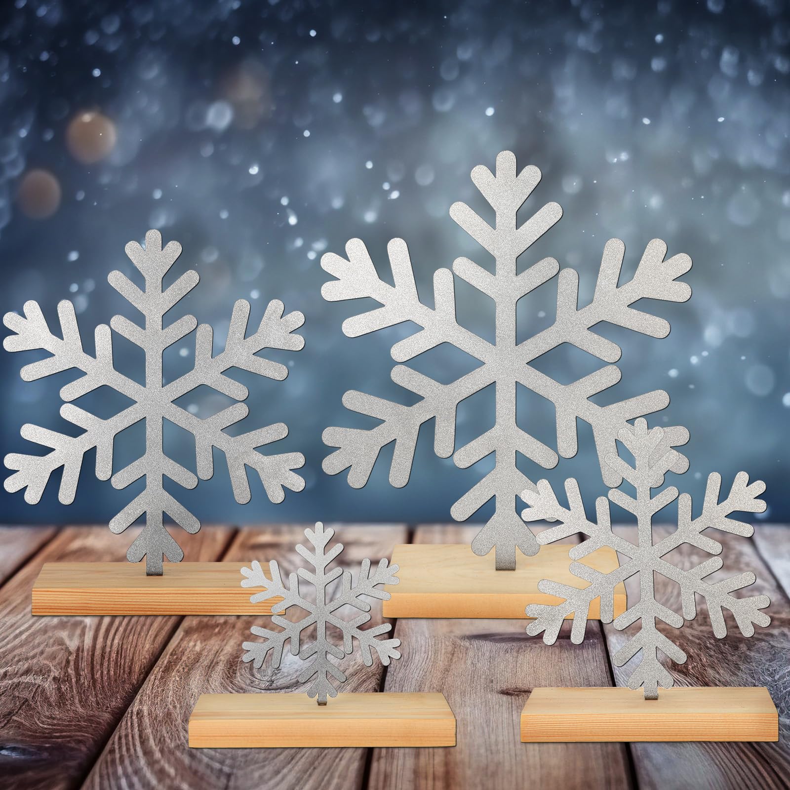 Amazon.com: Vercraft 4 Pcs Christmas Snowflake Table Centerpieces Big ...