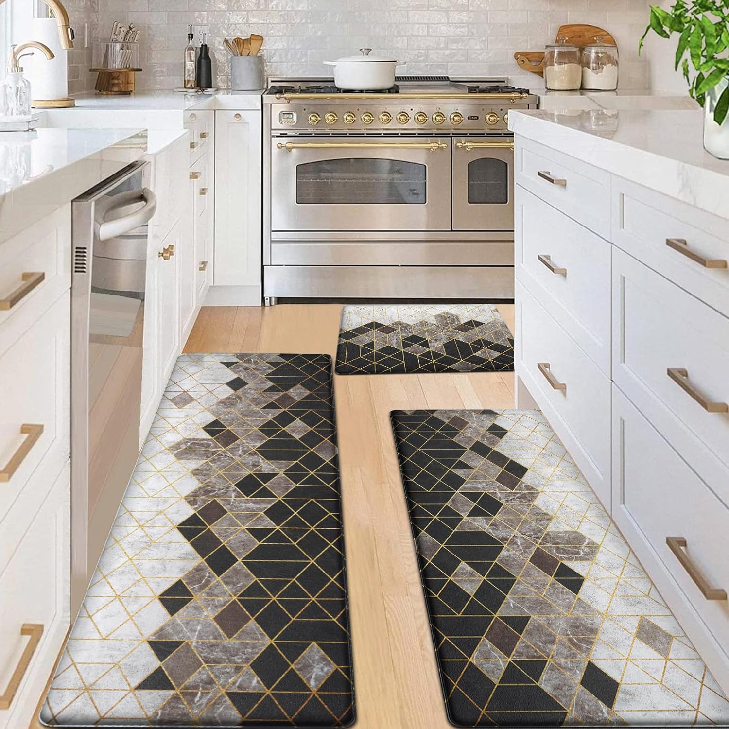 Amazon.com: ASPMIZ Modern Kitchen Mats 3 Piece Set, Memory Foam Kitchen ...