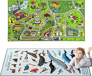 Amazon.com: Booooom Jackson Kids City Town Play Rug 59x31 Road and ...