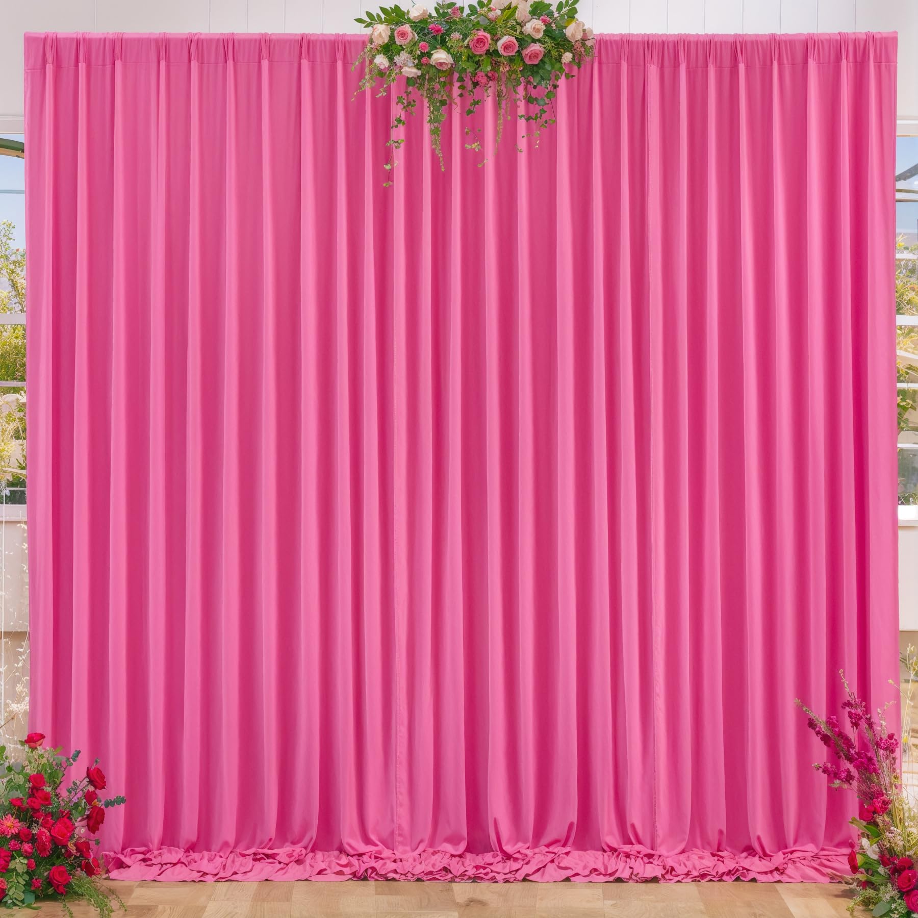 Amazon.com : 10 x 8ft Hot Pink Backdrop Curtains for Valentines Day ...