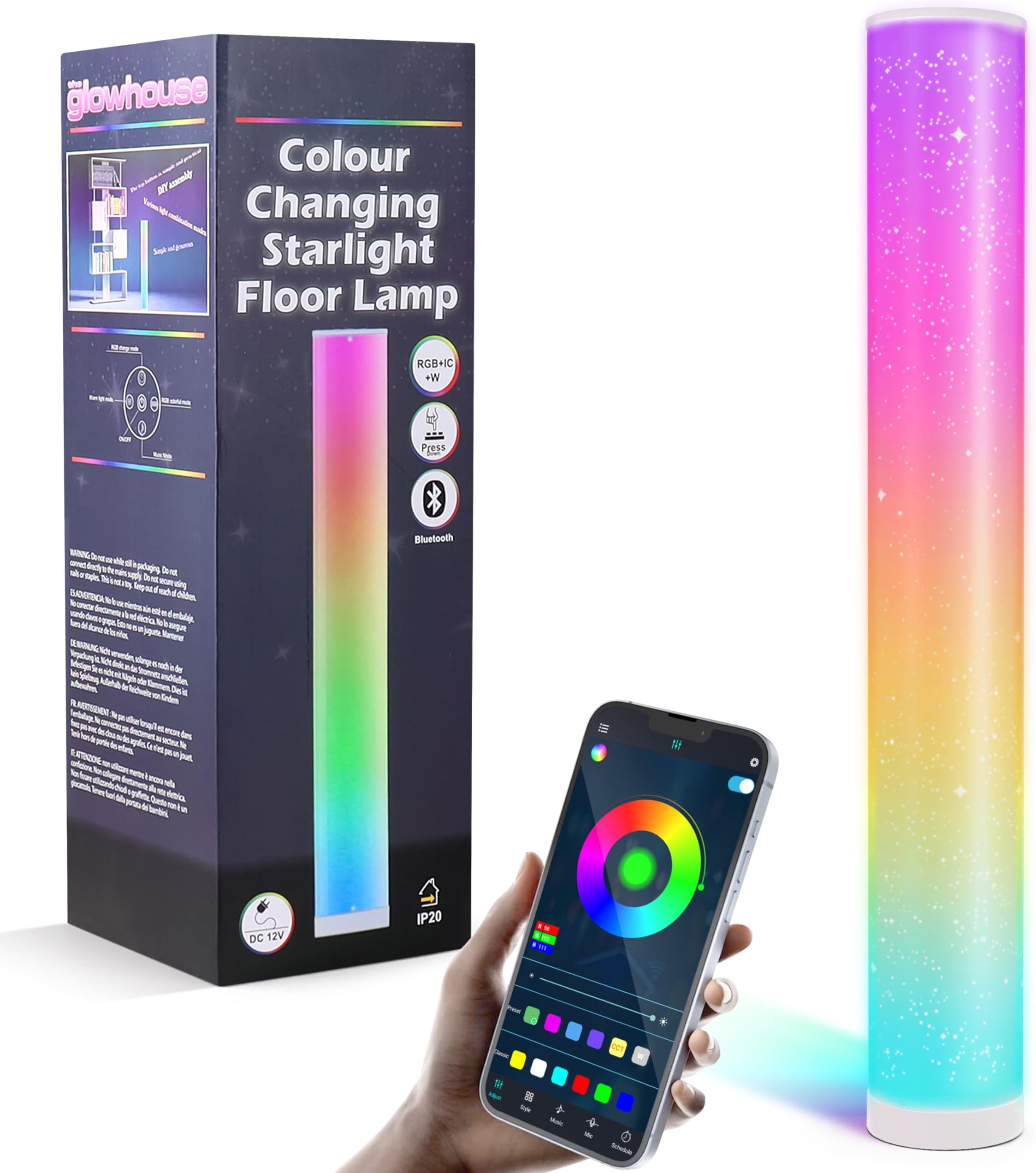 The Glowhouse Premium Colour Changing Starlight Deco Floor Lamp Tall ...