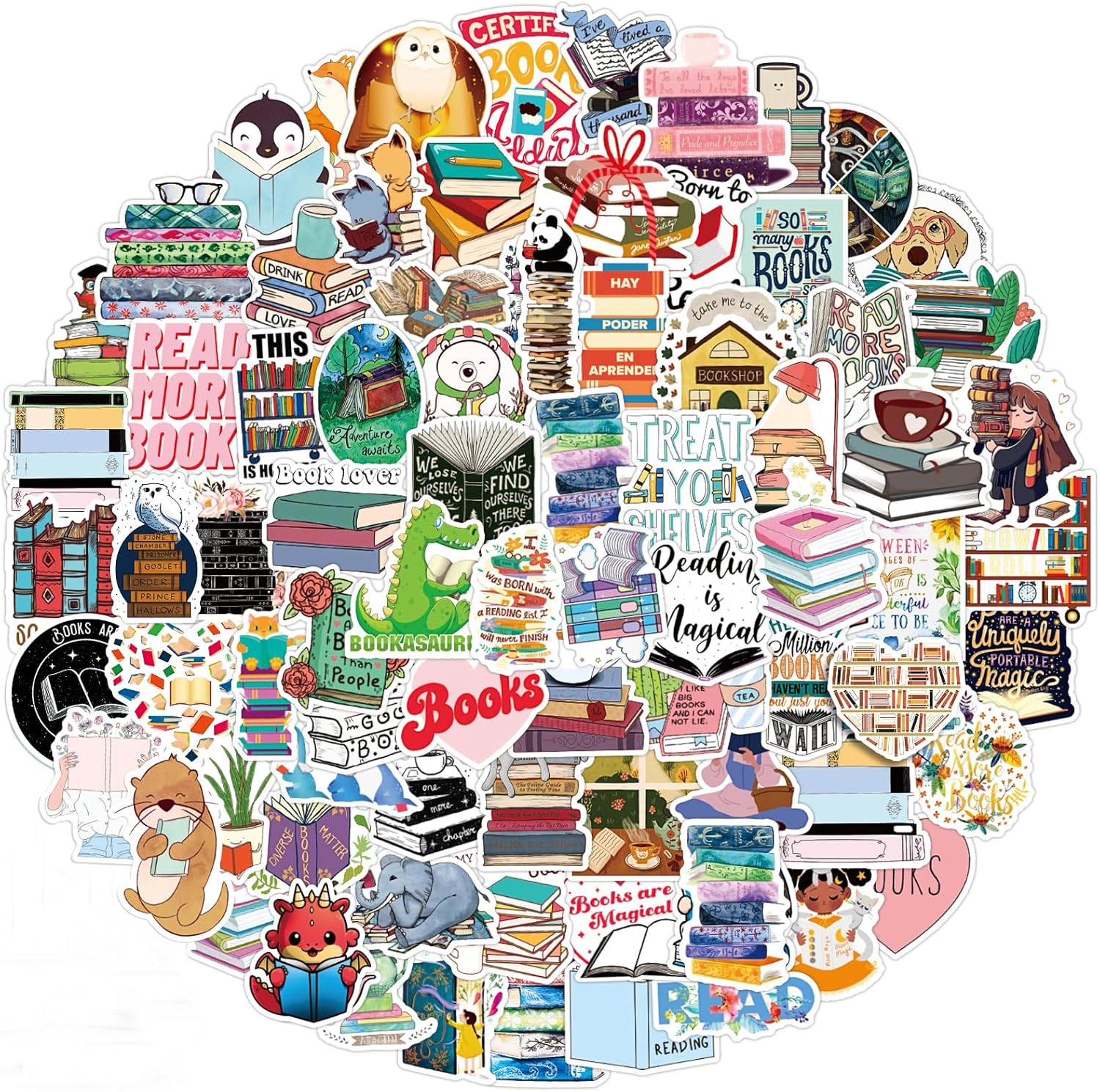 100 Pcs Book Stickers,Reading Stickers,Bookish,Book Stickers for Water ...