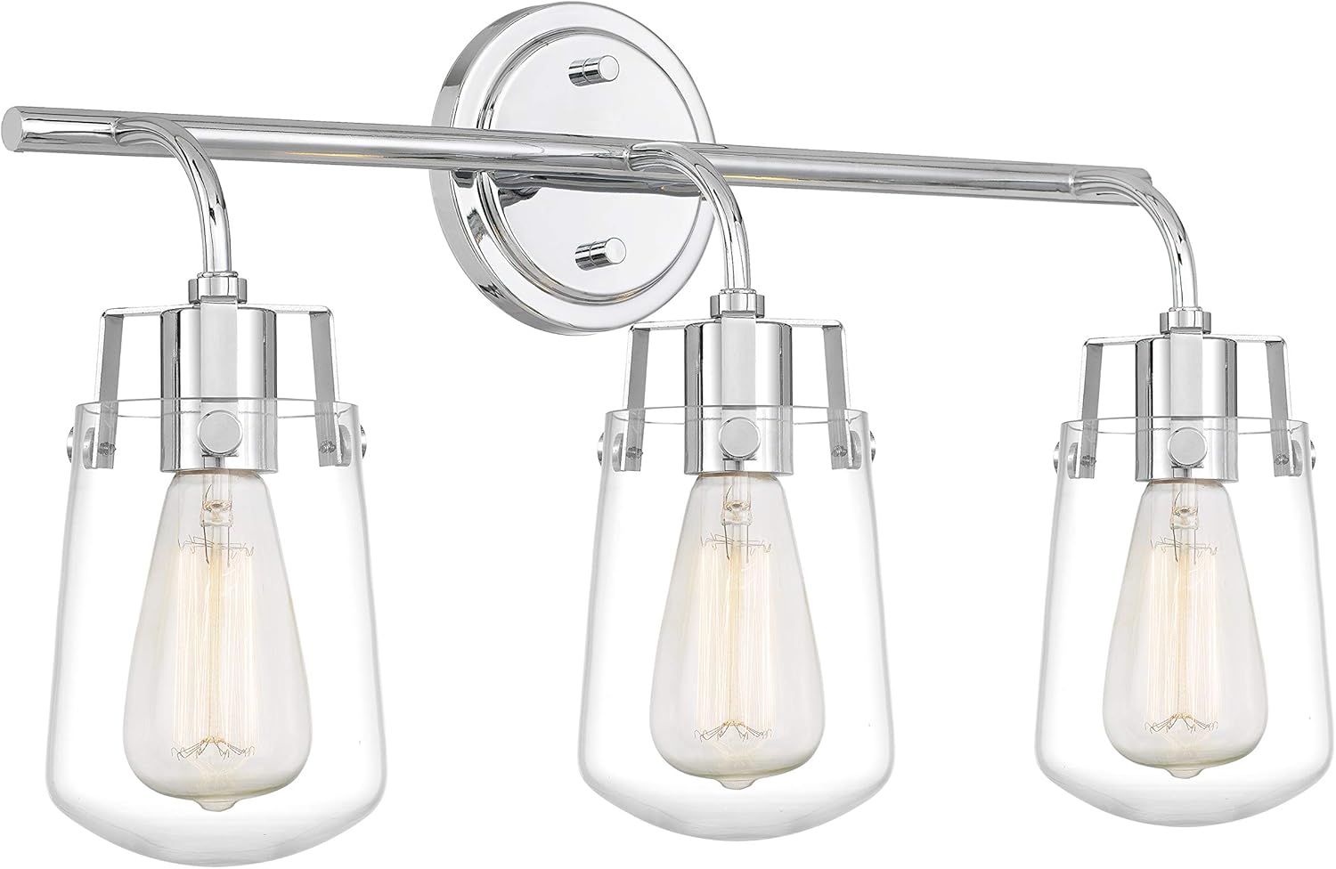 Vanity Light 3-Lights Bathroom Light Fixtures Chrome Finish w/Clear ...