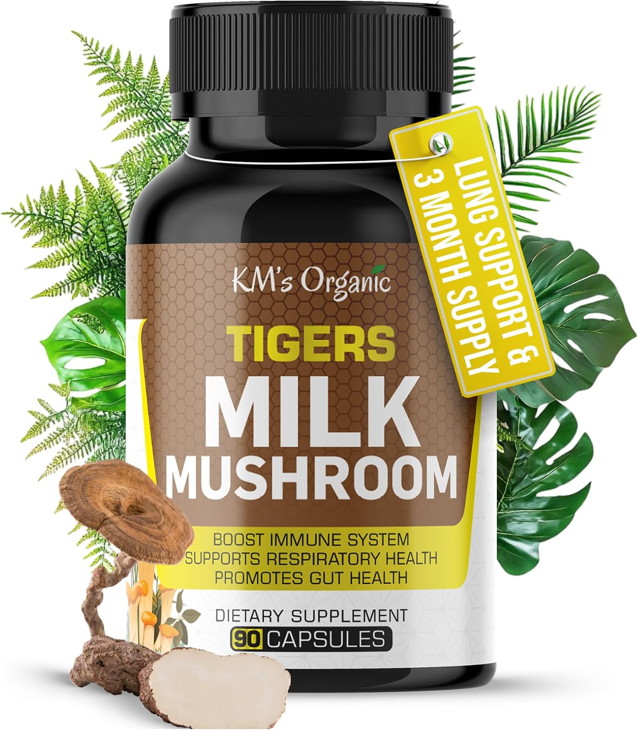 Amazon.com: KM's Organic Tiger’s Milk Mushroom Supplement 10:1 Extract ...