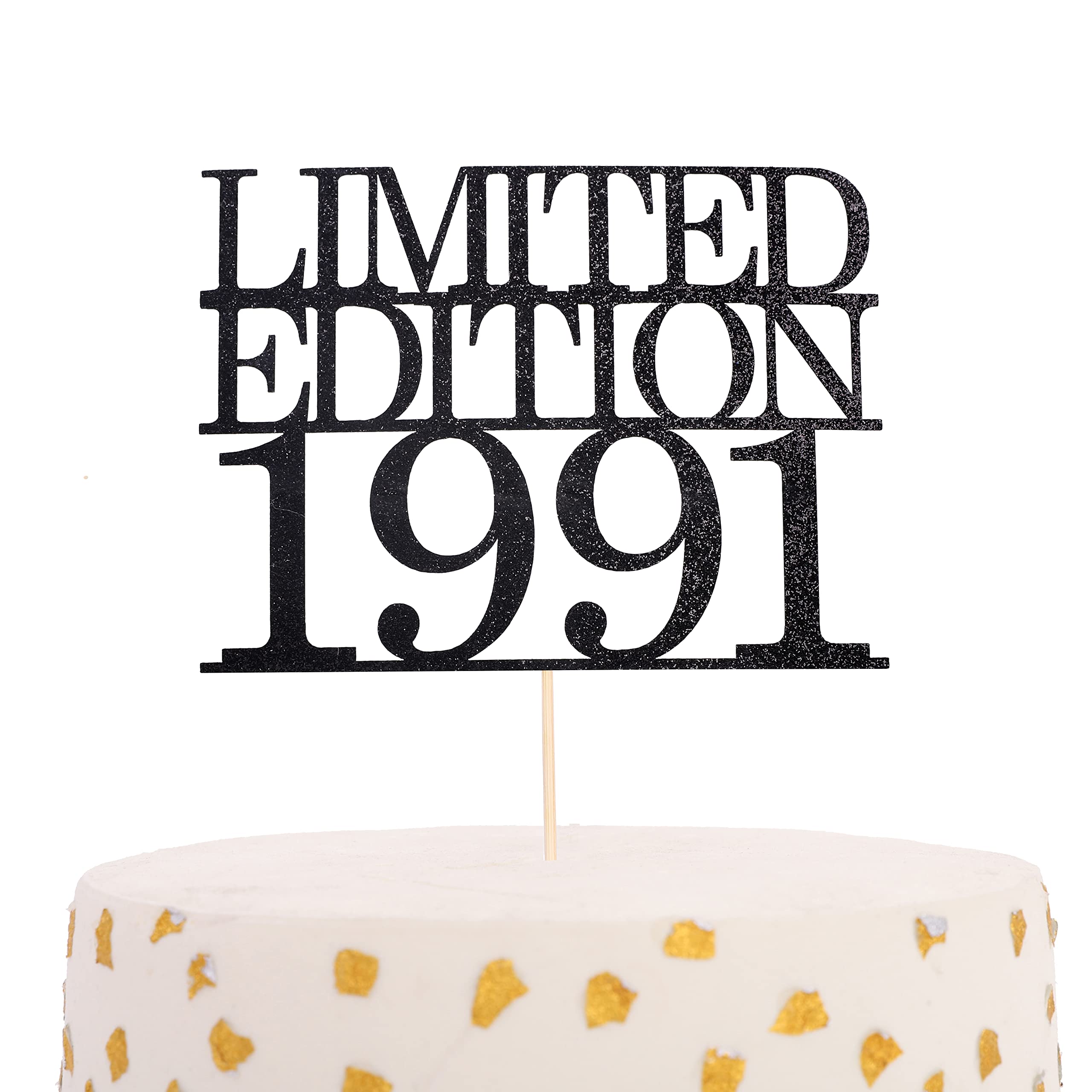 Buy Limited Edition 1991 Cake Topper - Black Glitter Birthday Cake ...