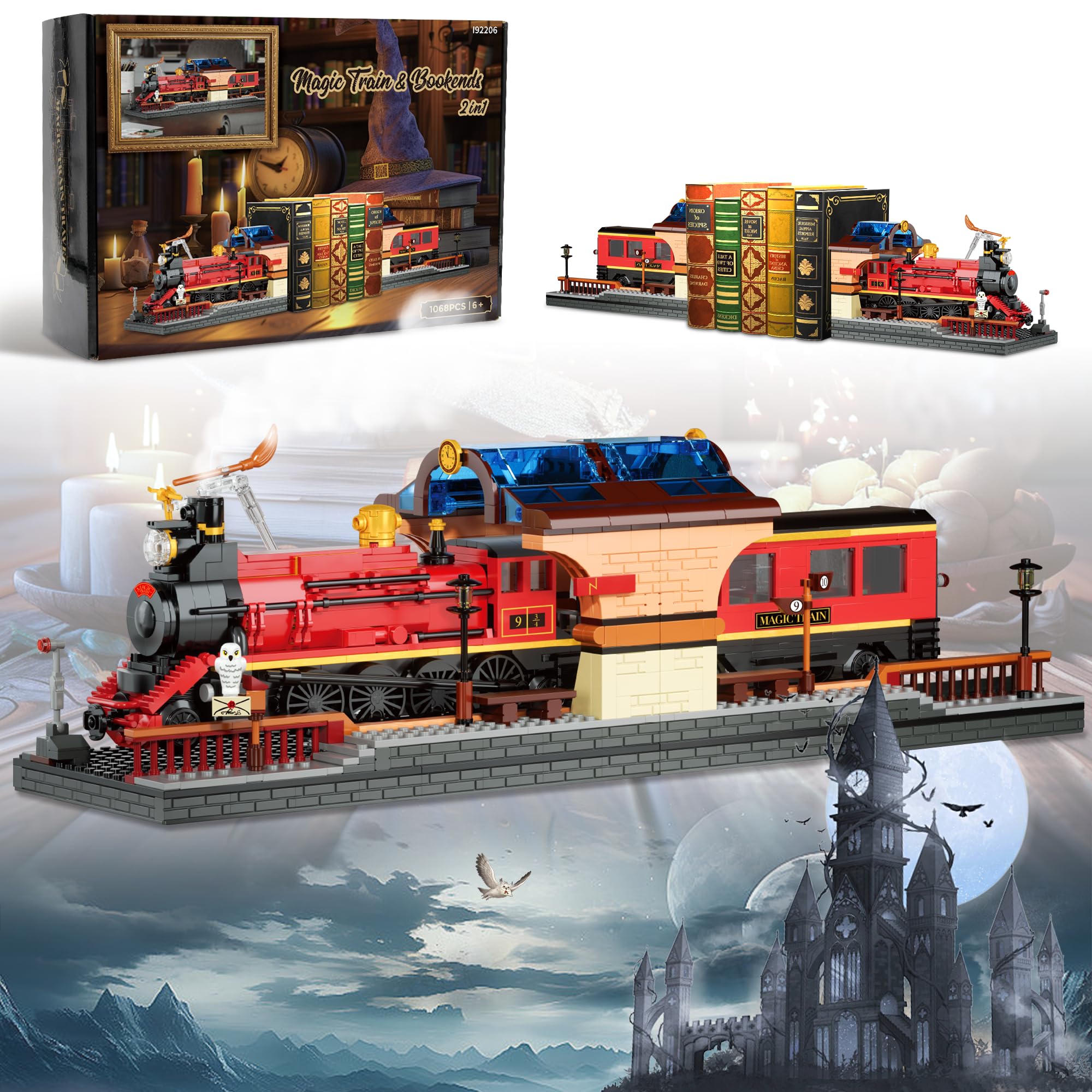 Amazon.com: AKWME 2in1 Harry Magic Train & Bookends Building Set, Home ...