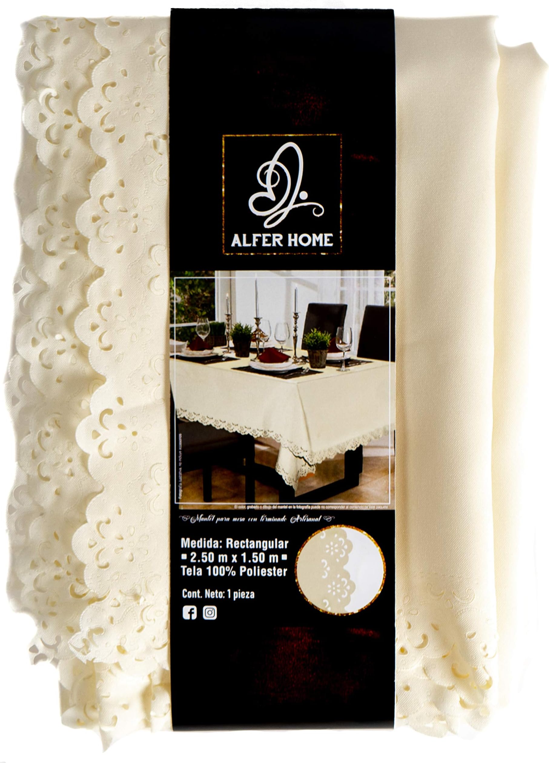 ALFER HOME - Mantel Rectangular Liso con Borde Troquelado, Poliéster de ...