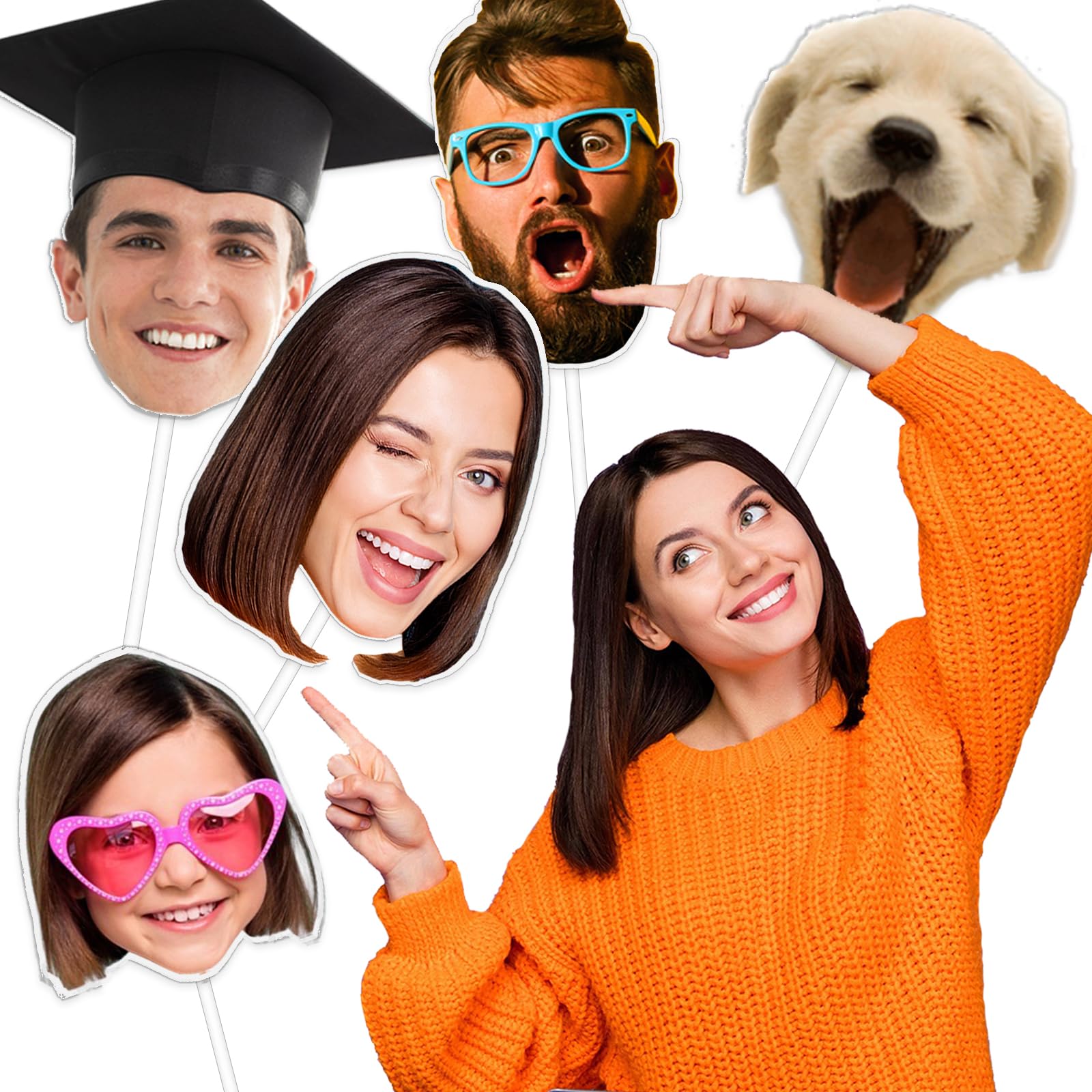 Amazon.com: Big Head Cutout on a Stick, Custom Cardboard Cutout with ...